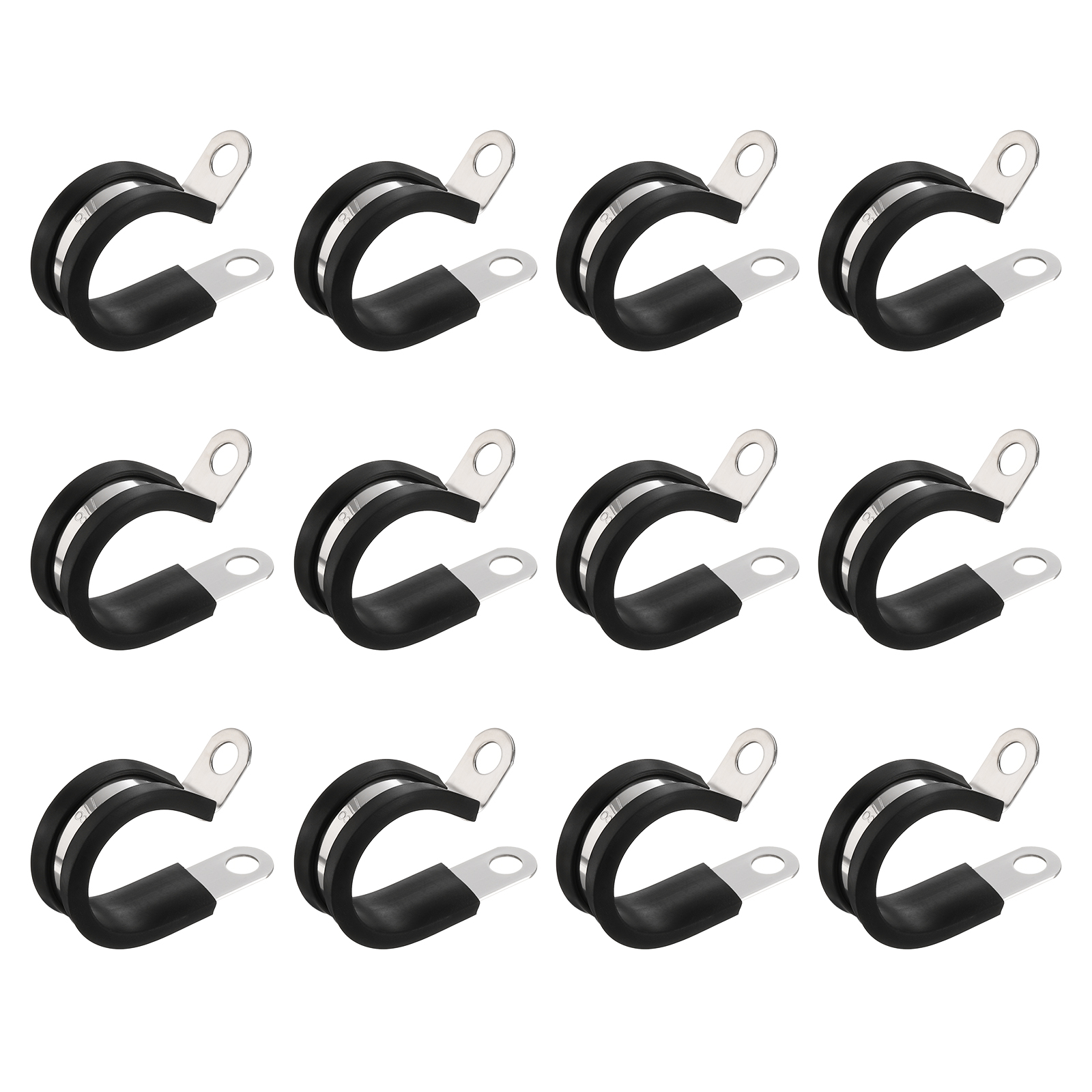 Uxcell 12pcs Stainless Steel Cable Clamps 7/8 Inch Rubber Cushioned ...