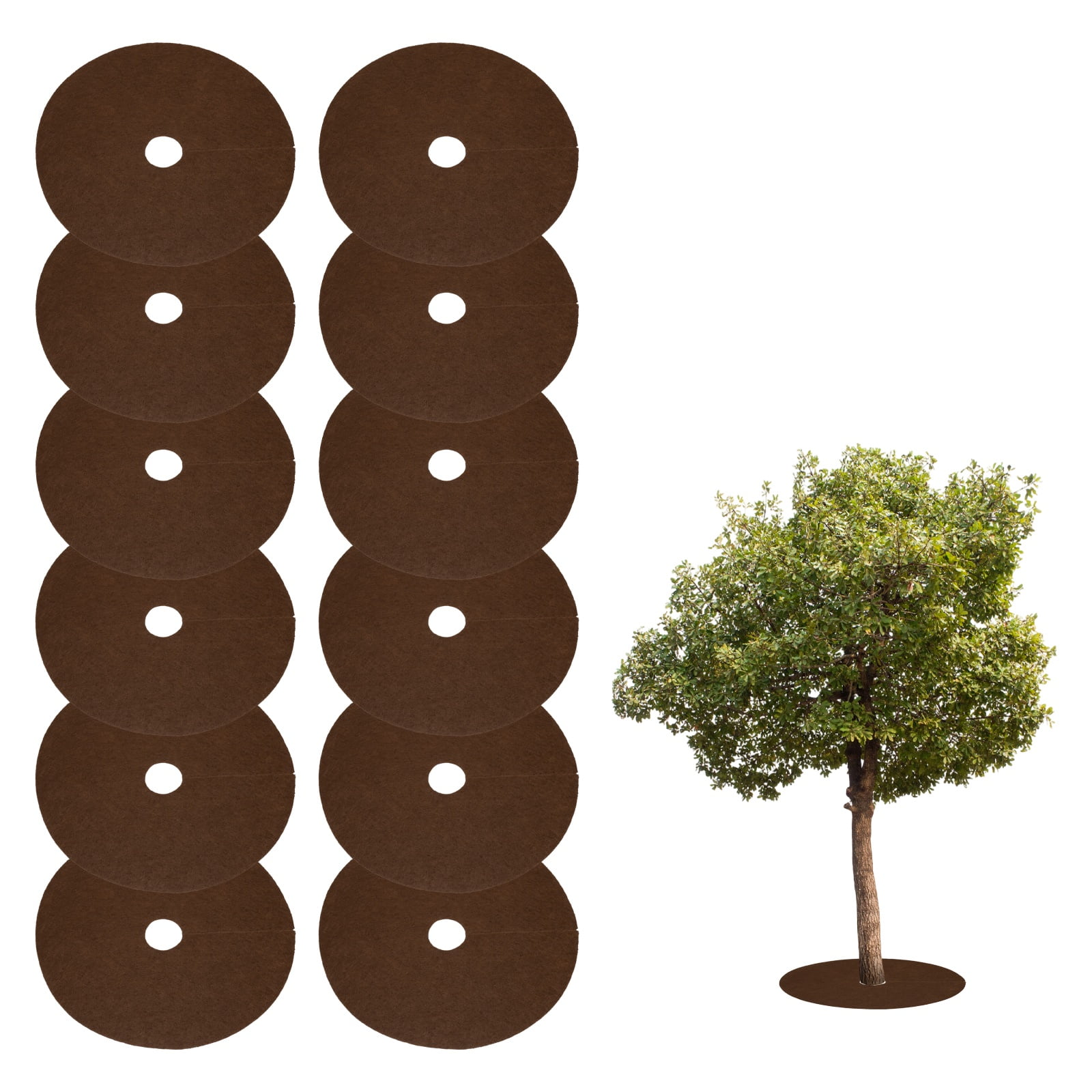 Uxcell 12pcs Tree Mulch Ring 5.9 Inch Non-Woven Round Tree Protector ...