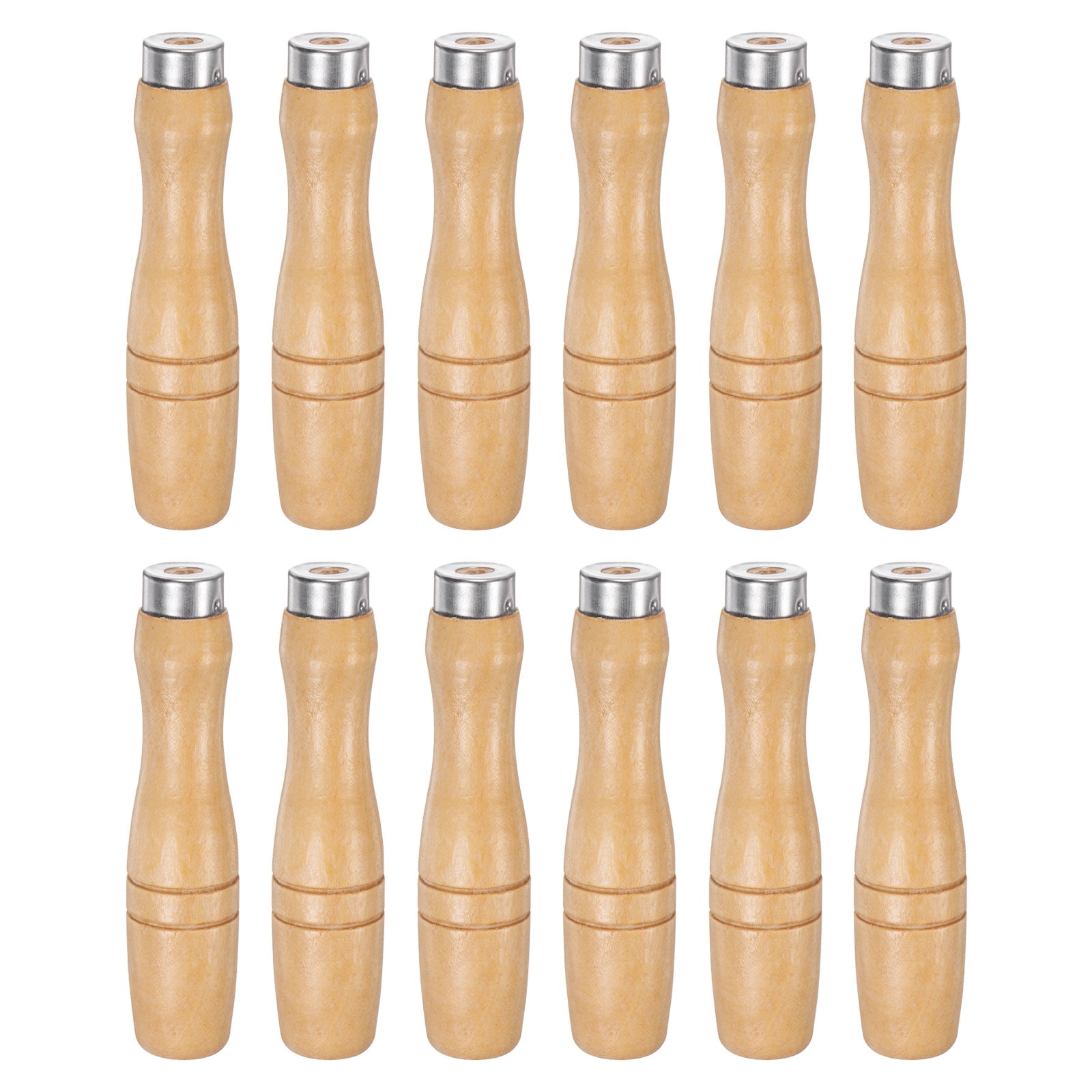 Uxcell 12pcs Wooden File Handle 4.13 Inch 4.8mm Round Hole Ergonomic ...