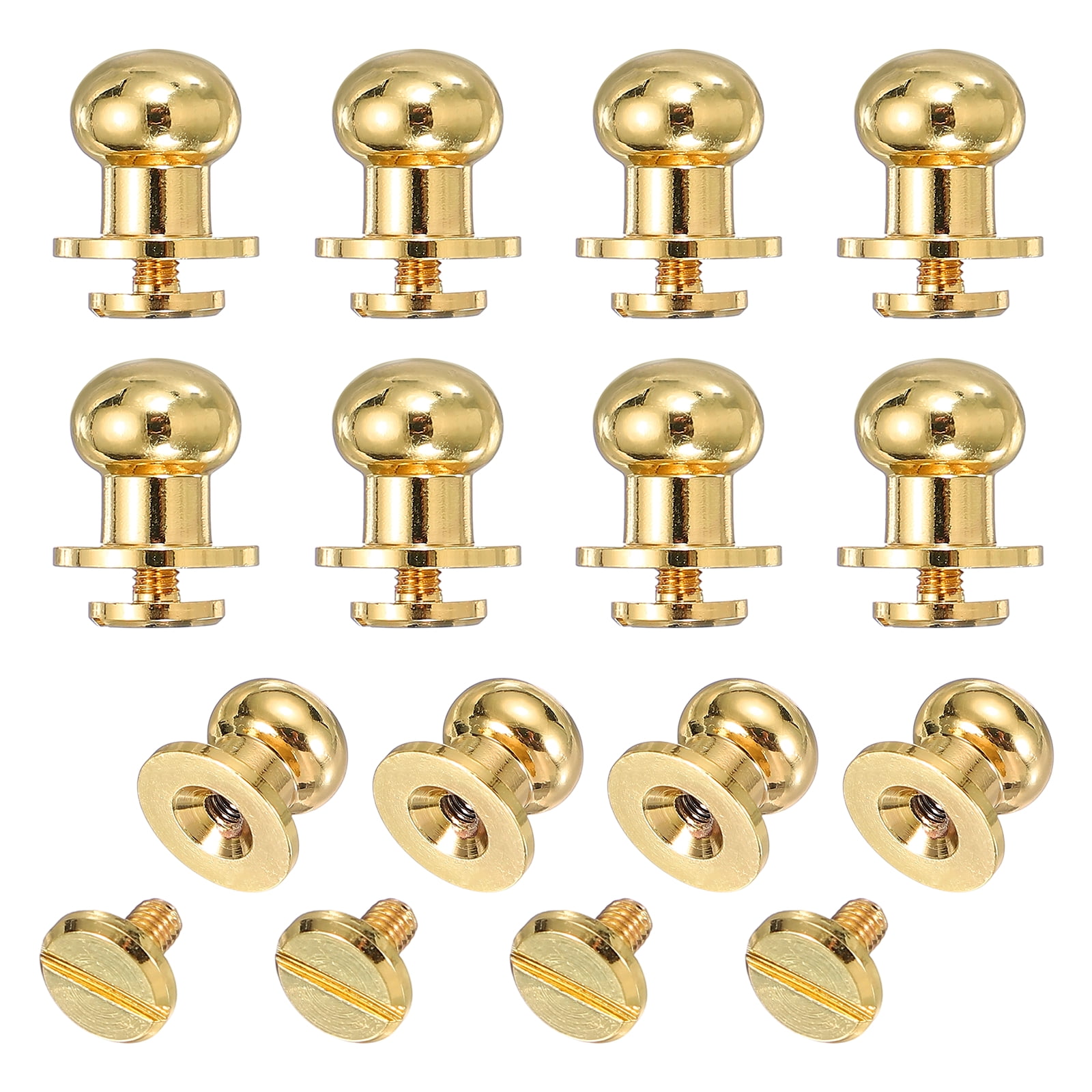Uxcell 12set Round Head Button Stud Screw 10mm Brass Chicago Screws ...