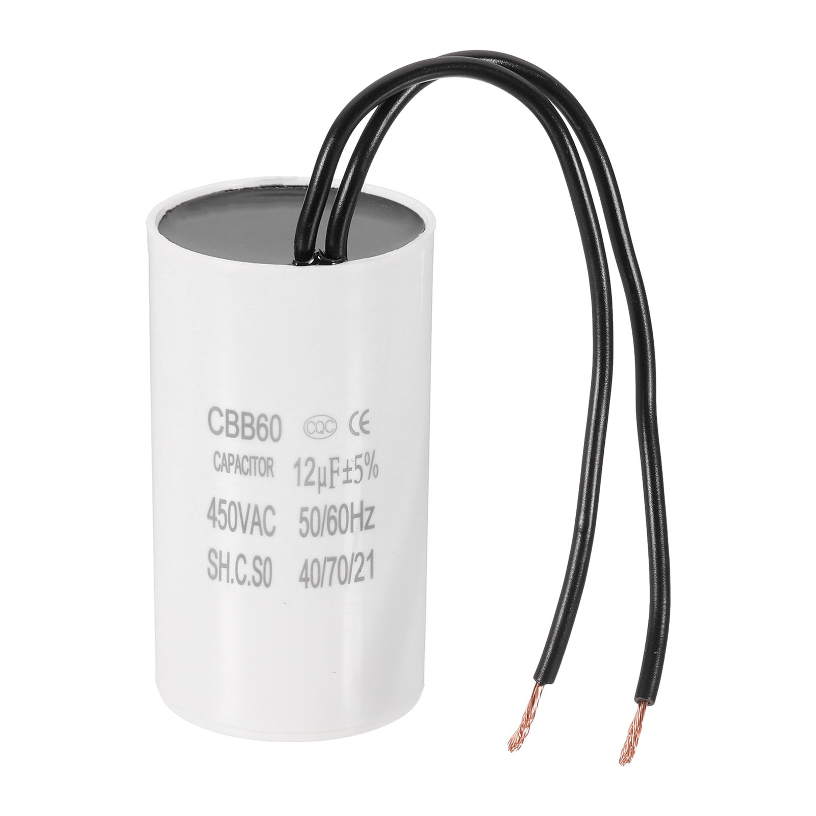 Uxcell 12uF CBB60 Running Capacitor, Run Capacitor with 2 Wires, AC ...