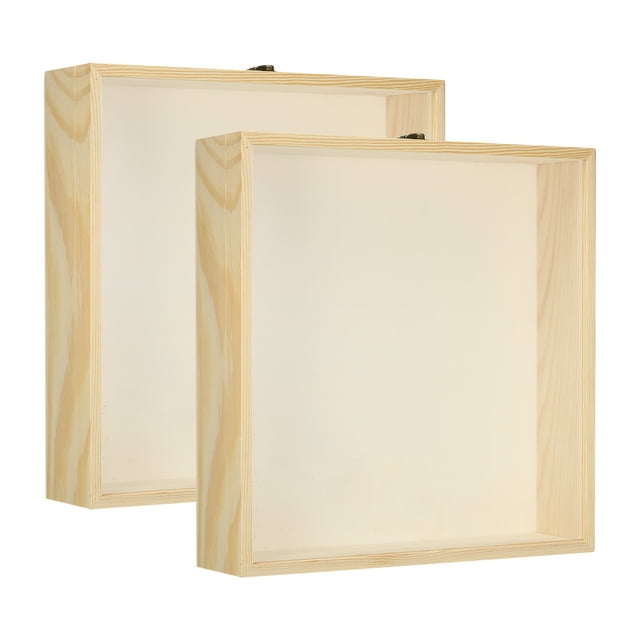 Uxcell 12x12 Wooden Shadow Box Display Case Memory Box with Glass ...