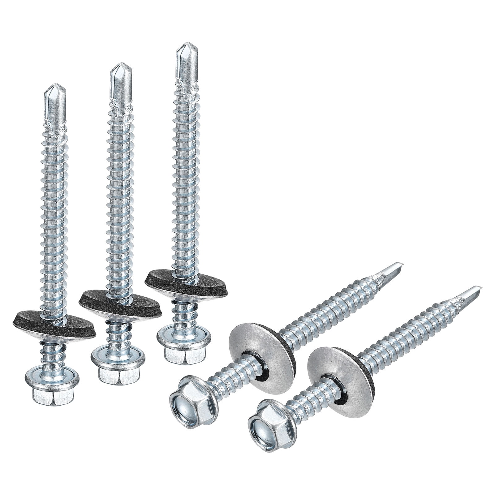 Uxcell #12x2-1/2" Self Drilling Screws with Rubber Washer, 200Pcs Zinc ...