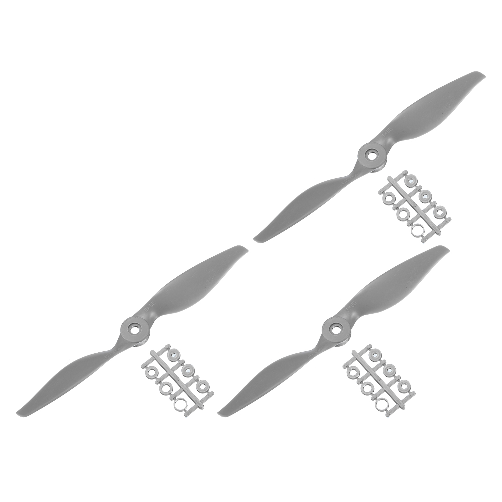 Uxcell 12x6 Inch RC Propellers 2-Vane Blades Props Gray with Adapter ...