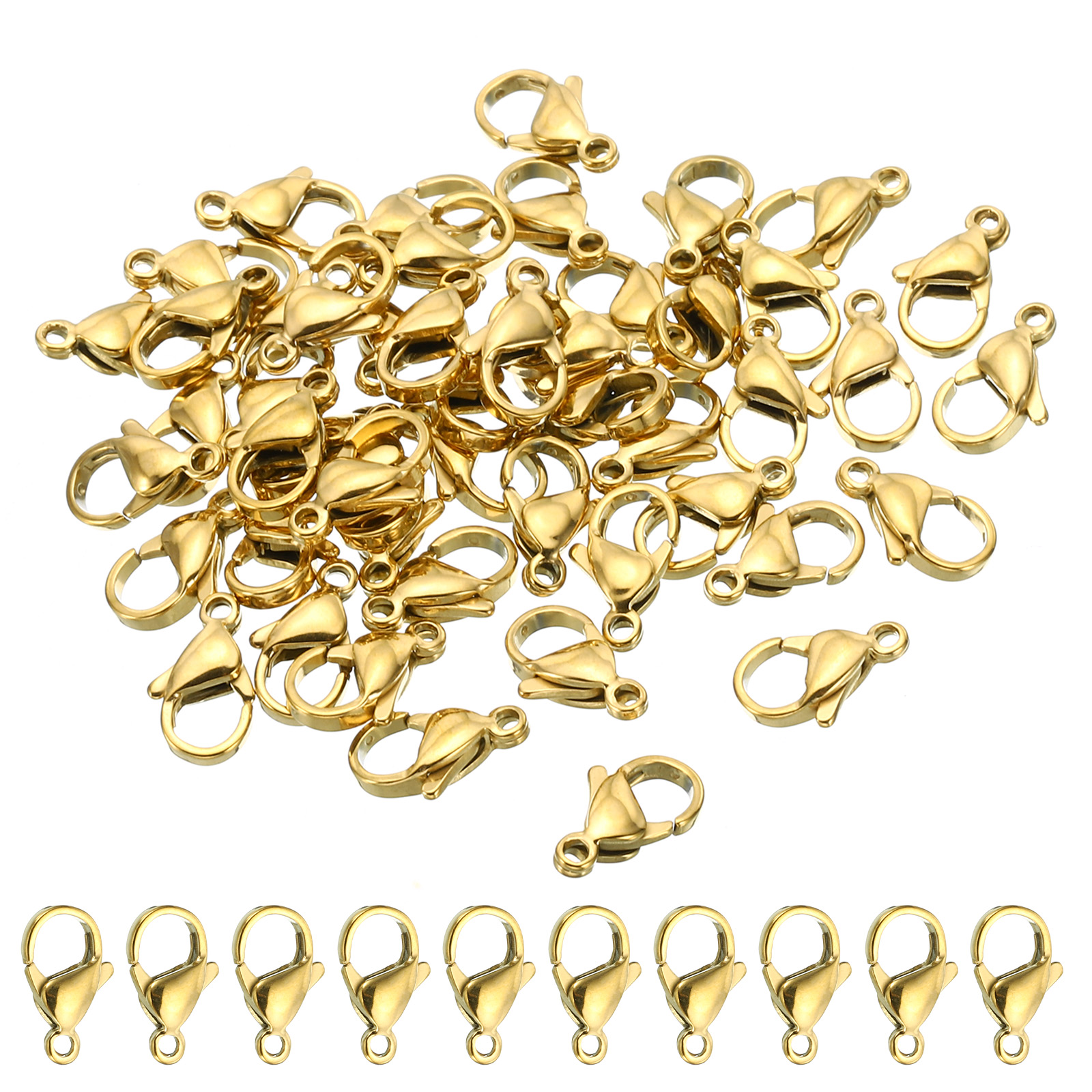 Uxcell 12x7.5mm Lobster Clasp, 50Pcs 304 Stainless Steel Lobster Claws ...