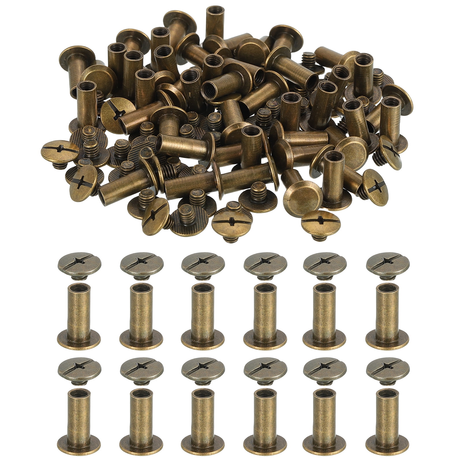 Uxcell 13.5mm Chicago Screws Leather Rivets, 120 Set Leather Rivets ...