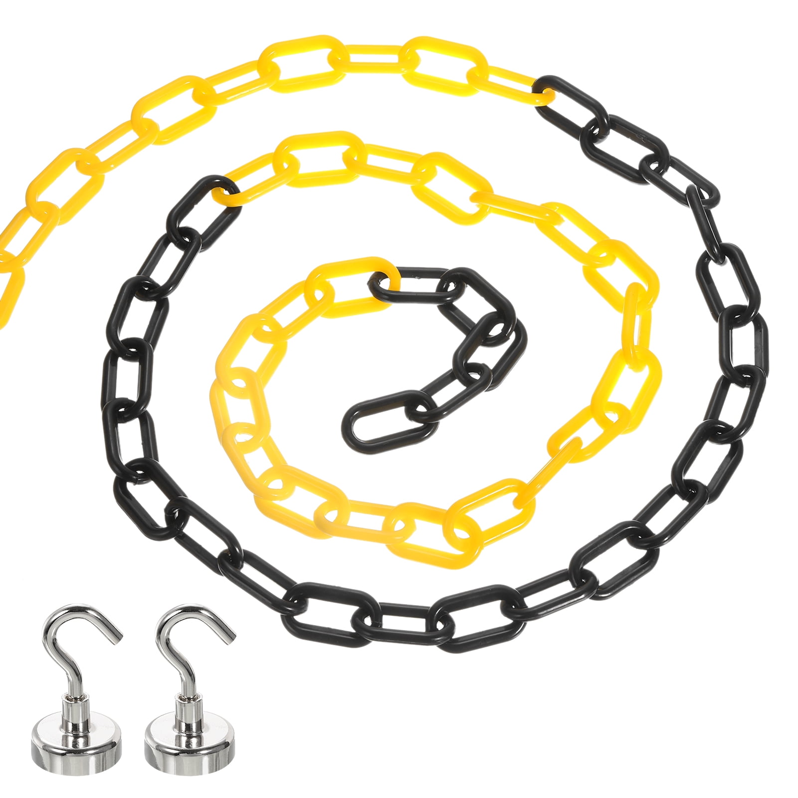 Uxcell 13Ft Plastic Chain Barrier, Safety Link Chain Stanchion with 2 ...