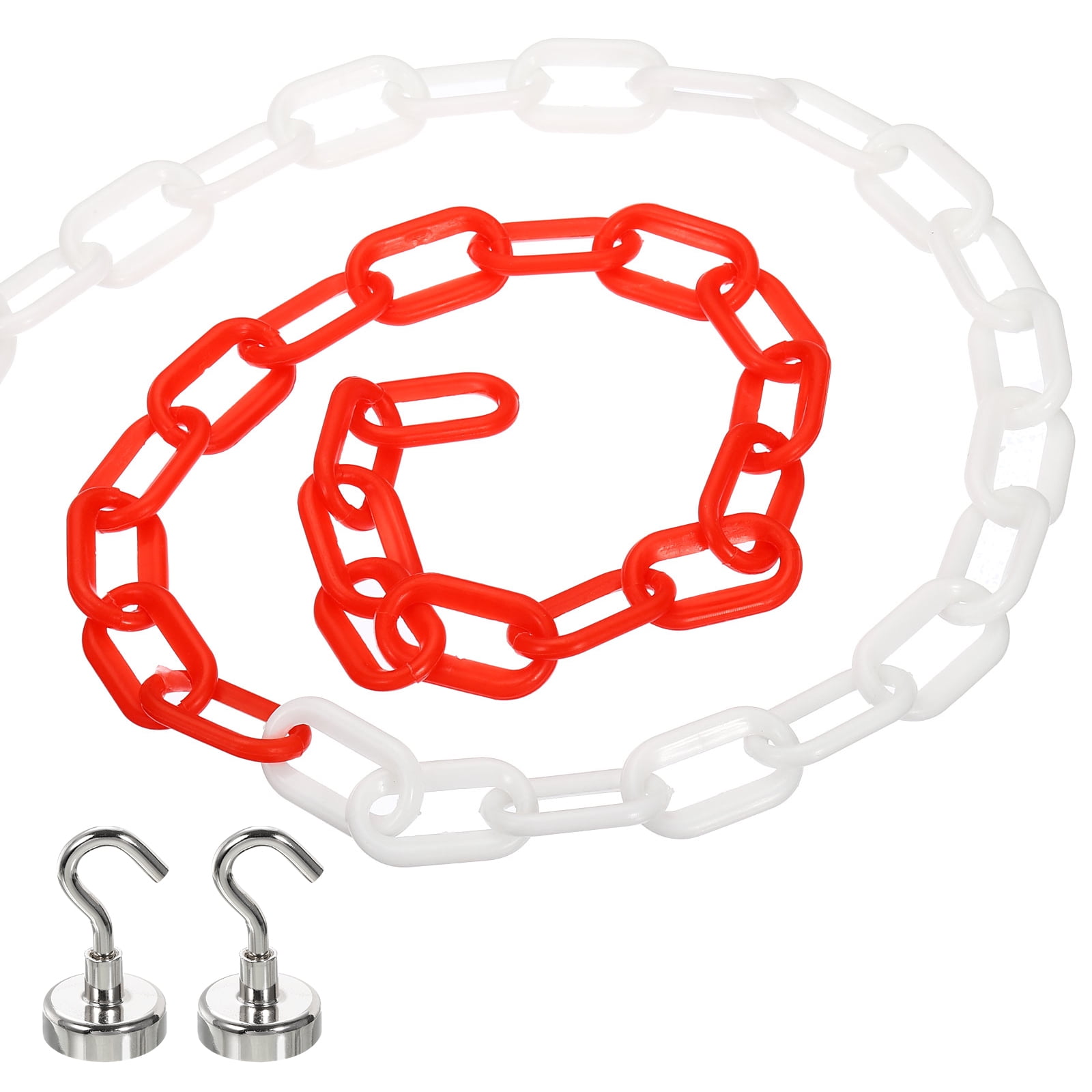 Uxcell 13Ft Plastic Chain Barrier, Safety Link Chain Stanchion with 2 ...