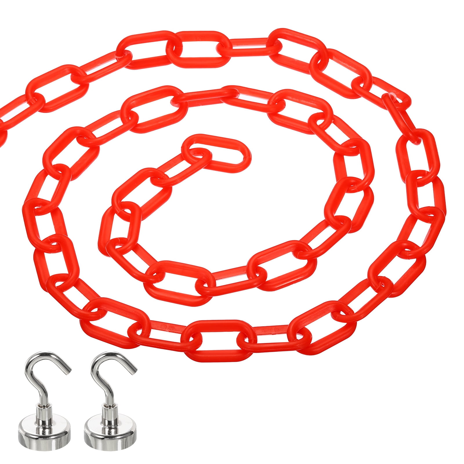 Uxcell 13Ft Plastic Chain Barrier, Safety Link Chain Stanchion with 2 ...
