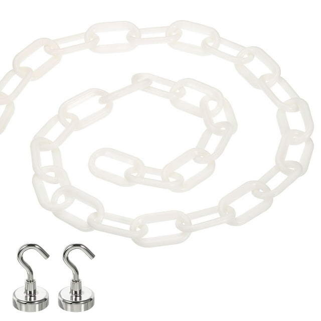 Uxcell 13Ft Plastic Chain Barrier, Safety Link Chain Stanchion with 2 ...