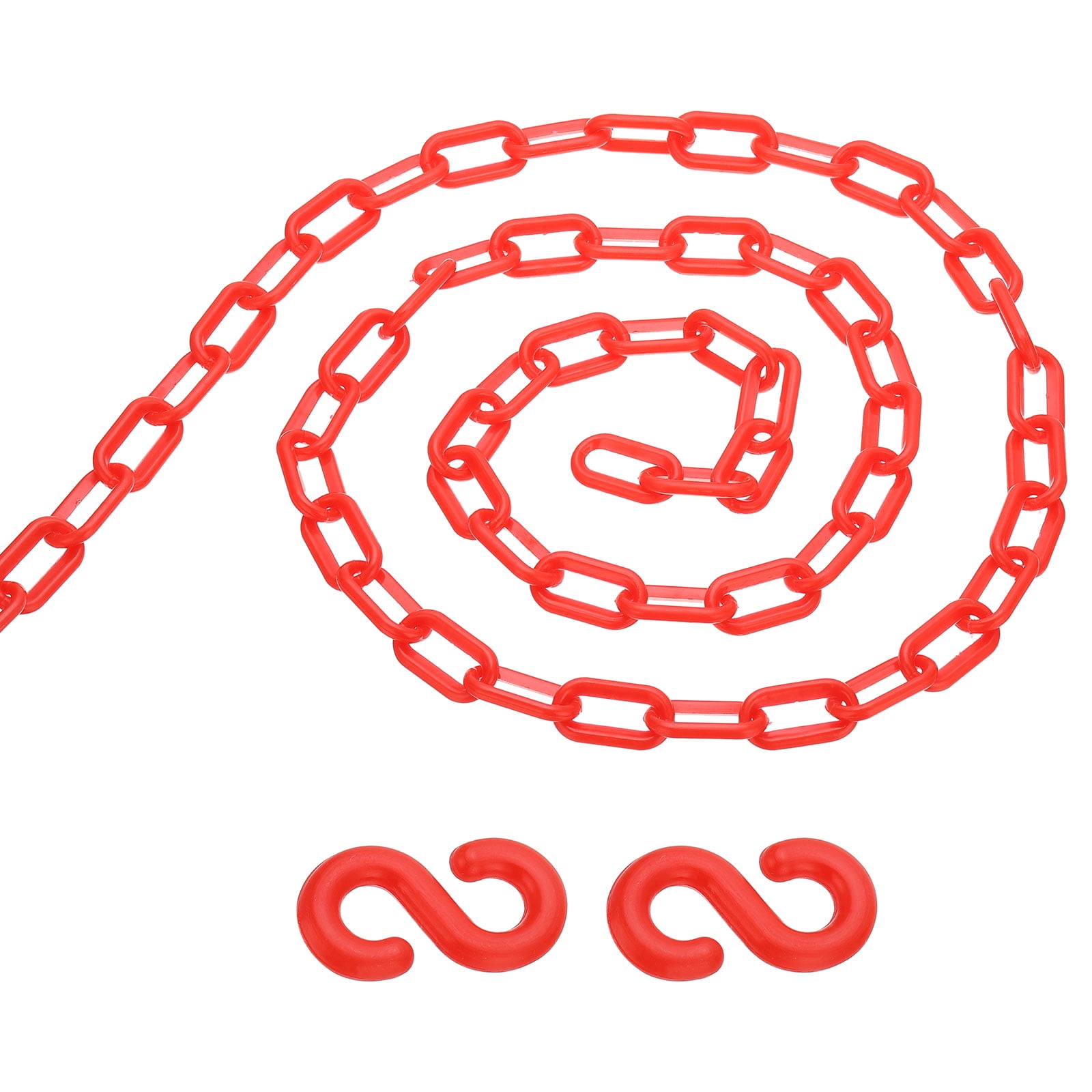 Uxcell 13Ft Plastic Safety Barrier Chain 2 S-Hooks, Red - Walmart.com