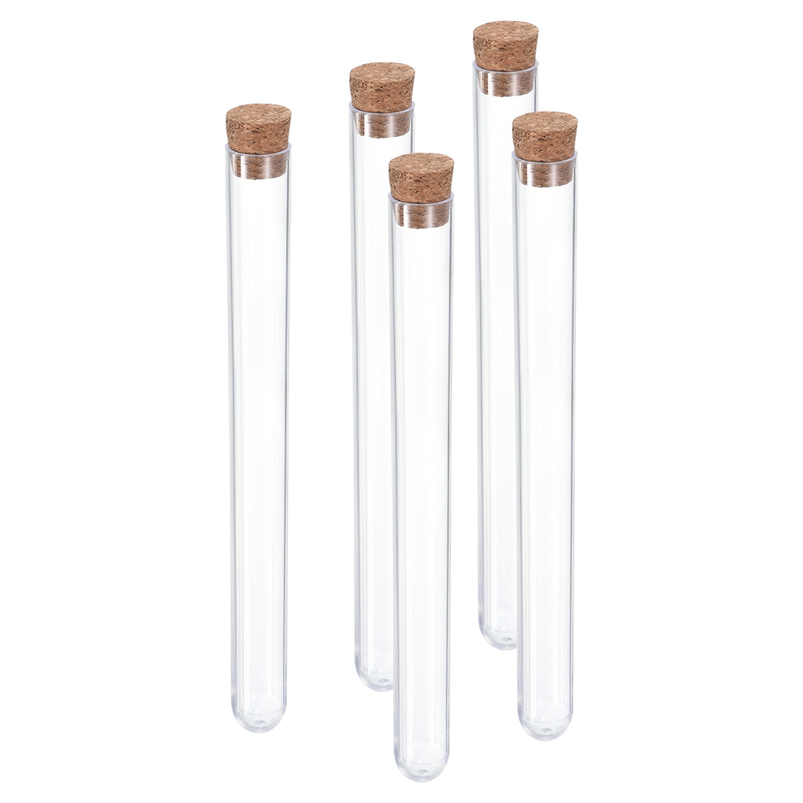 Uxcell 13ml Plastic Test Tubes with Cork Stoppers, 5Pcs 150x15mm Tubes ...