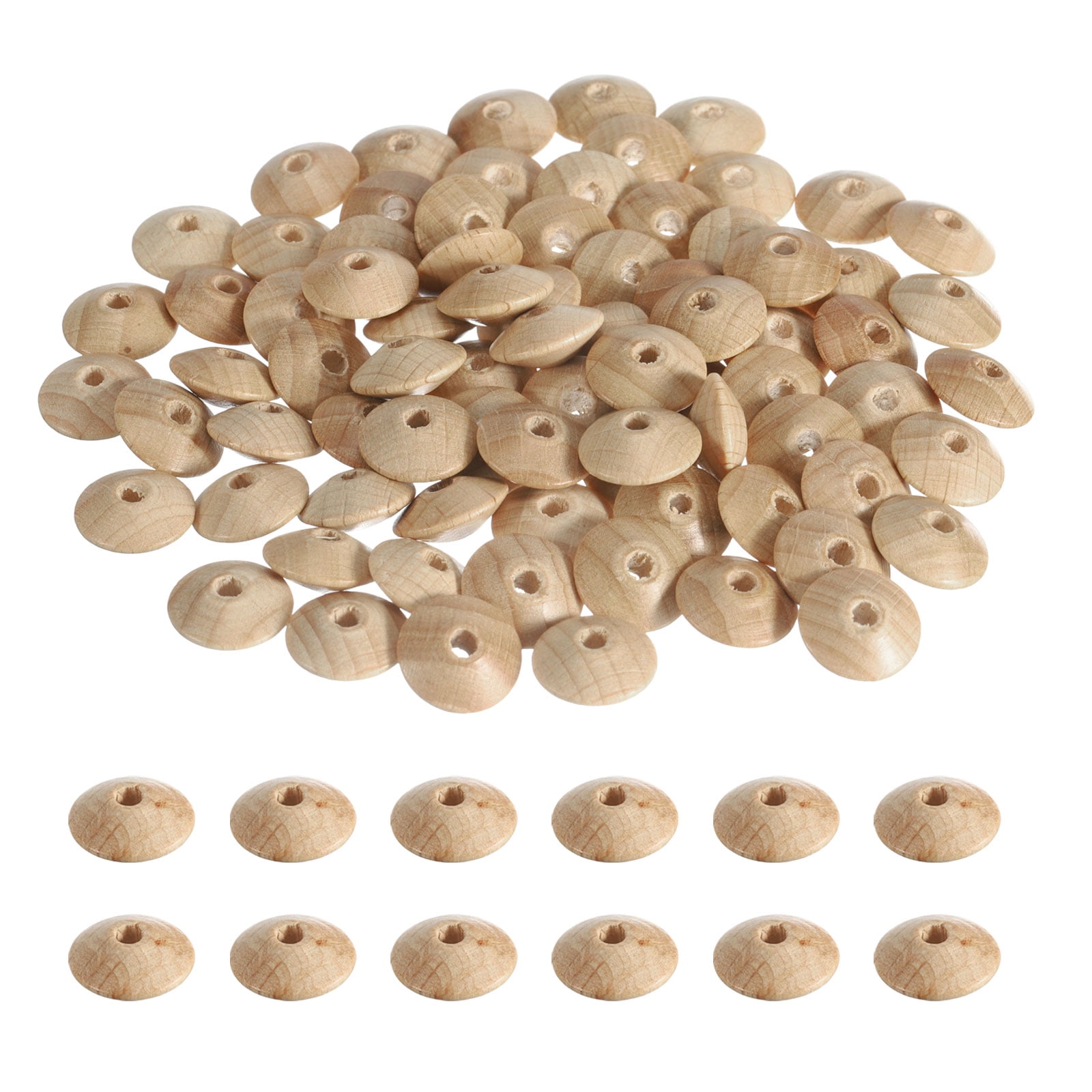 Uxcell 13mm Natural Wood Beads, 80Pcs Unfinished Wooden Abacus Beads ...