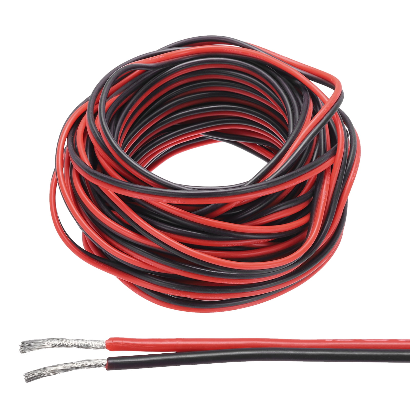 Uxcell 14 Gauge Wire 2 Conductor Electrical Wire 49.2FT Red Black Cable ...