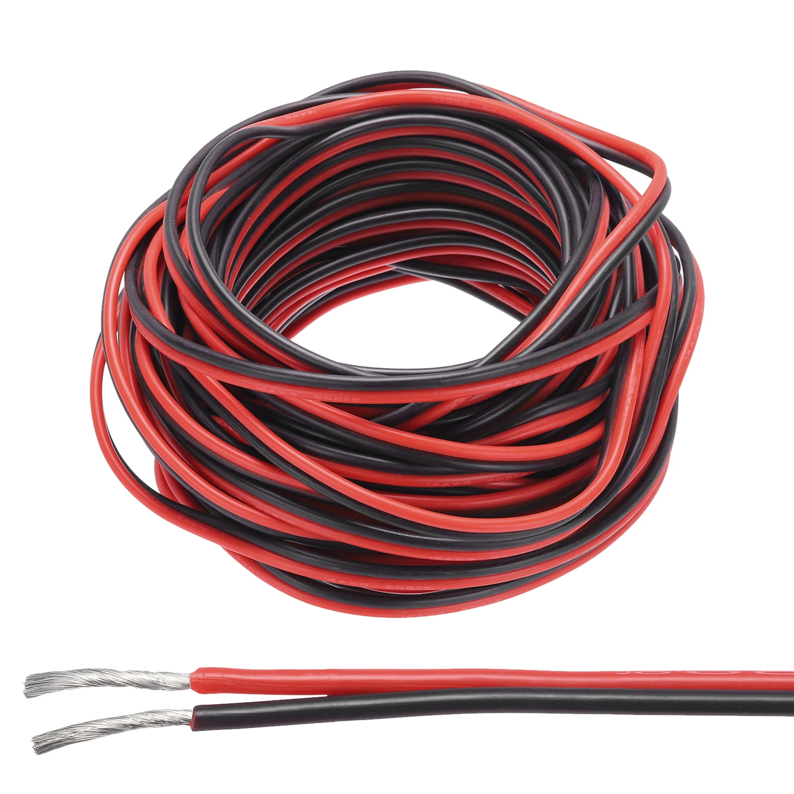 Uxcell 14 Gauge Wire 2 Conductor Electrical Wire 65.6FT Red Black Cable ...