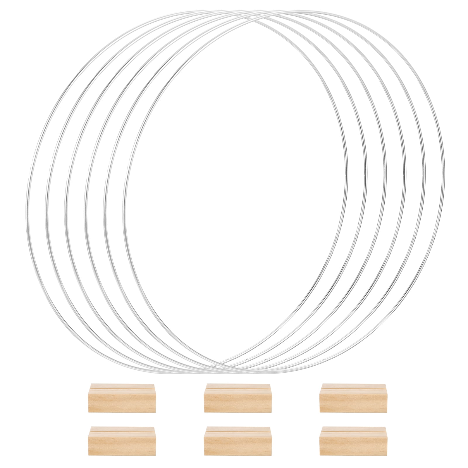 Uxcell 14 Inch Metal Floral Hoop Centerpiece Wreath Rings with Wood ...