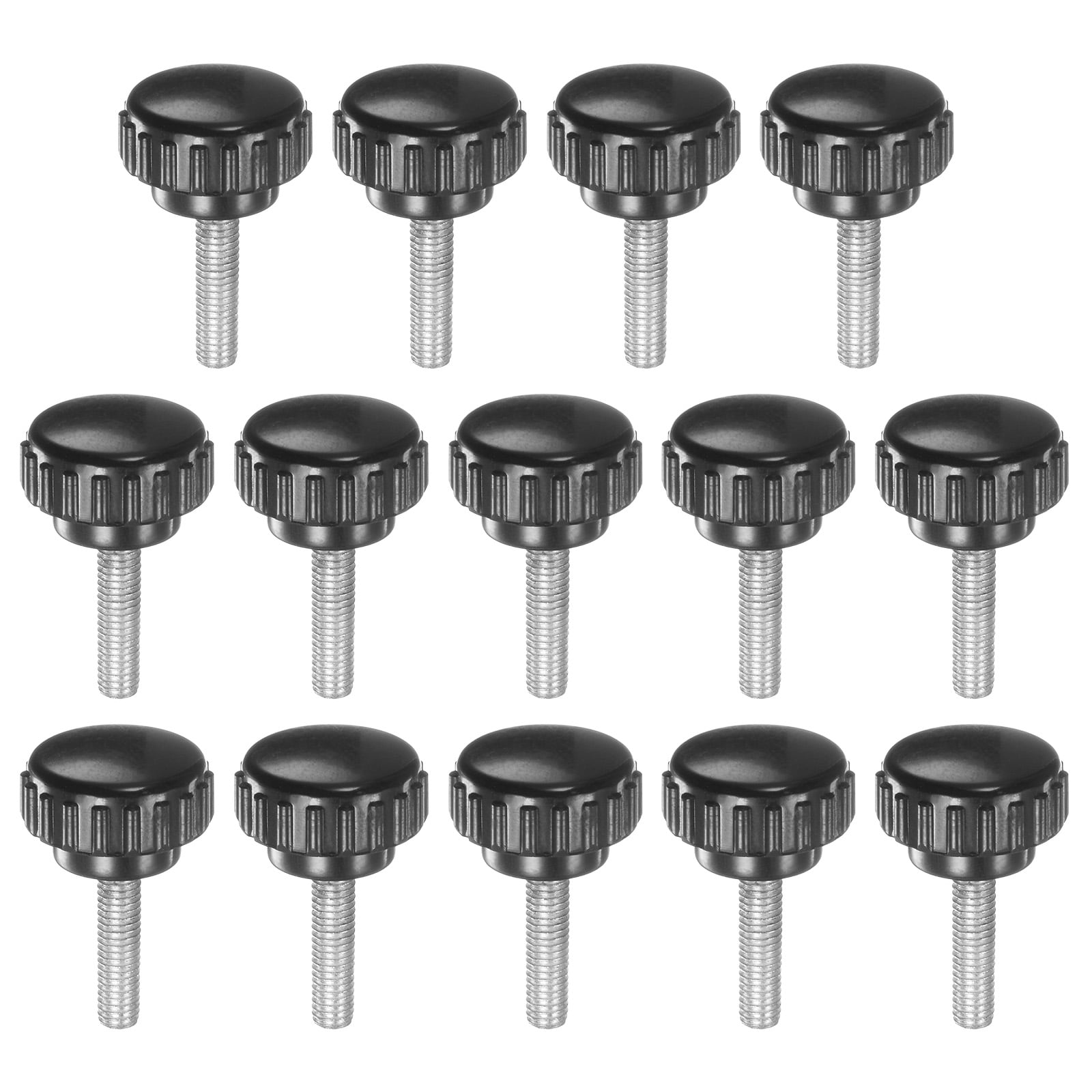 Uxcell 14 Pack M5 x 15mm Male Thread 20mm Knurled Grip Clamping Knobs Handle Thumb Screw Black ...