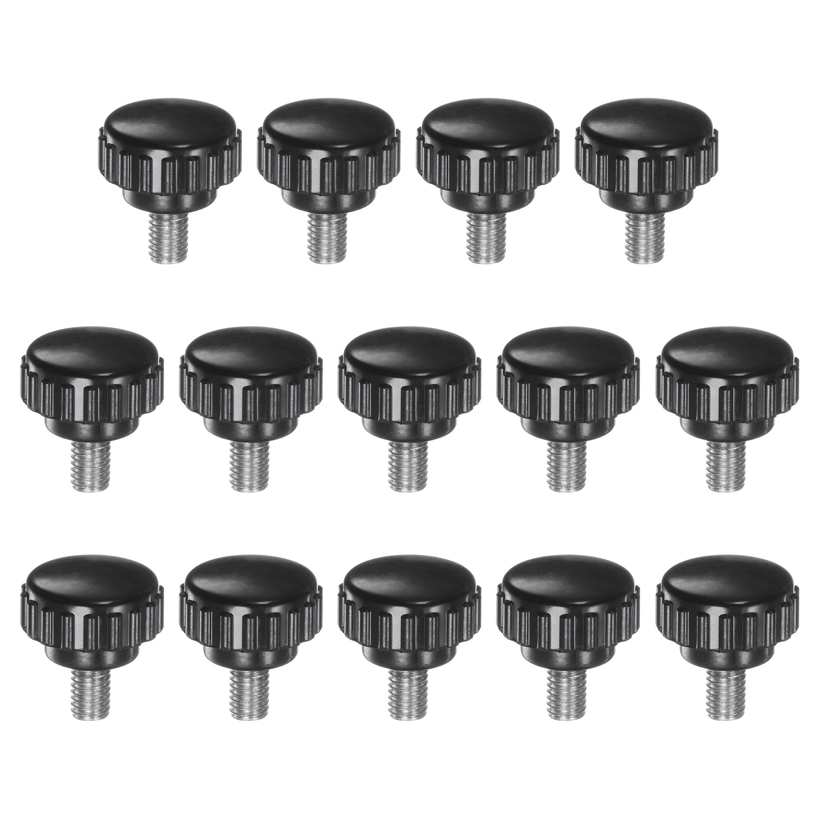 Uxcell 14 Pack M6 x 10mm Male Thread 20mm Knurled Grip Clamping Knobs Handle Thumb Screw Black ...