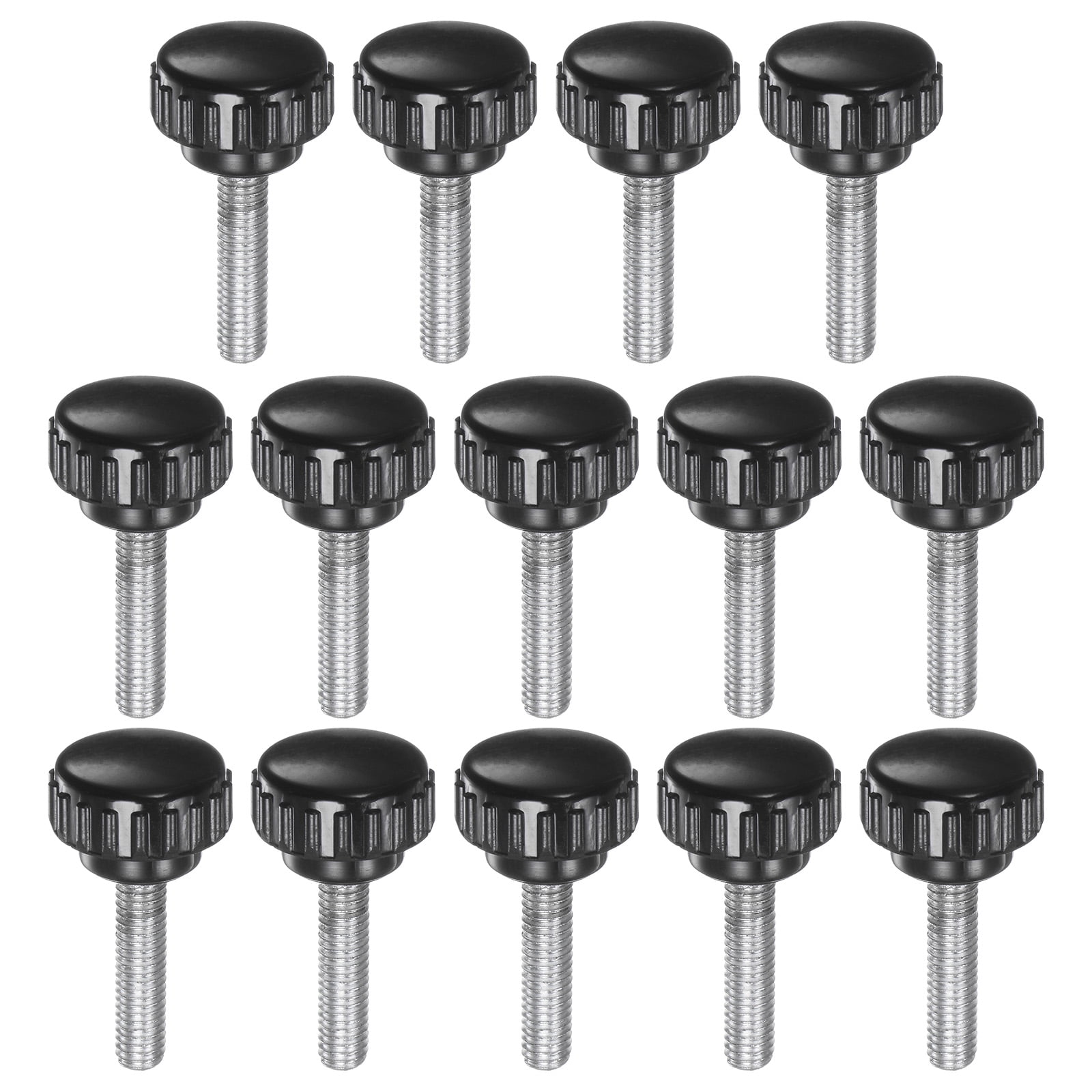 Uxcell 14 Pack M6 x 25mm Male Thread 20mm Knurled Grip Clamping Knobs Handle Thumb Screw Black ...