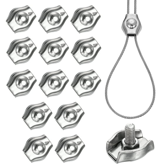 Uxcell 14 Pcs Stainless Steel Single Wire Rope Clips, M5 Single Bolt ...