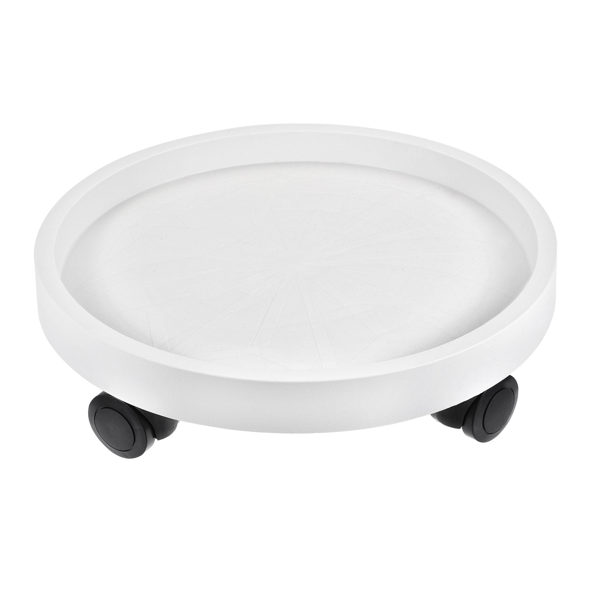 Uxcell 14" Round Plastic Plant Pallet with Wheels Flowerpot, White ...
