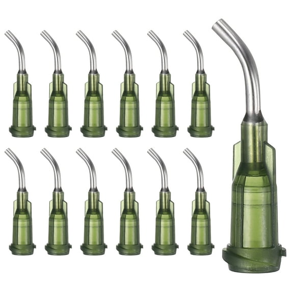 Uxcell 14Ga Angled Dispensing Needles, 25Pcs 0.5Inch 45° Curved ...