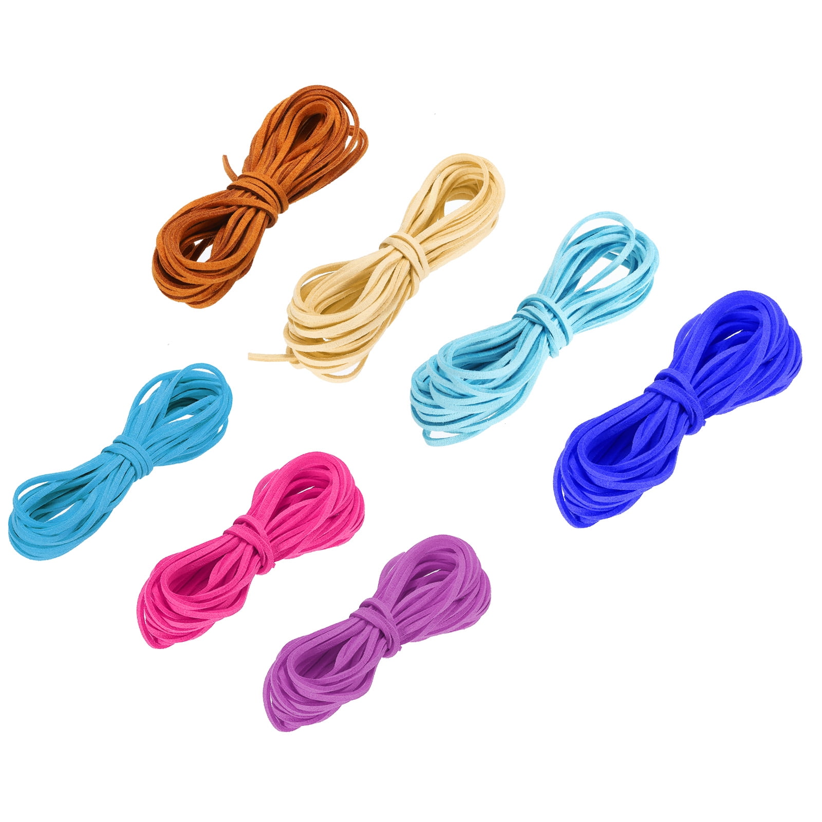 Uxcell 14Pack 5.47 Yards 2.6mm Flat Leather Cord Suede String for DIY ...