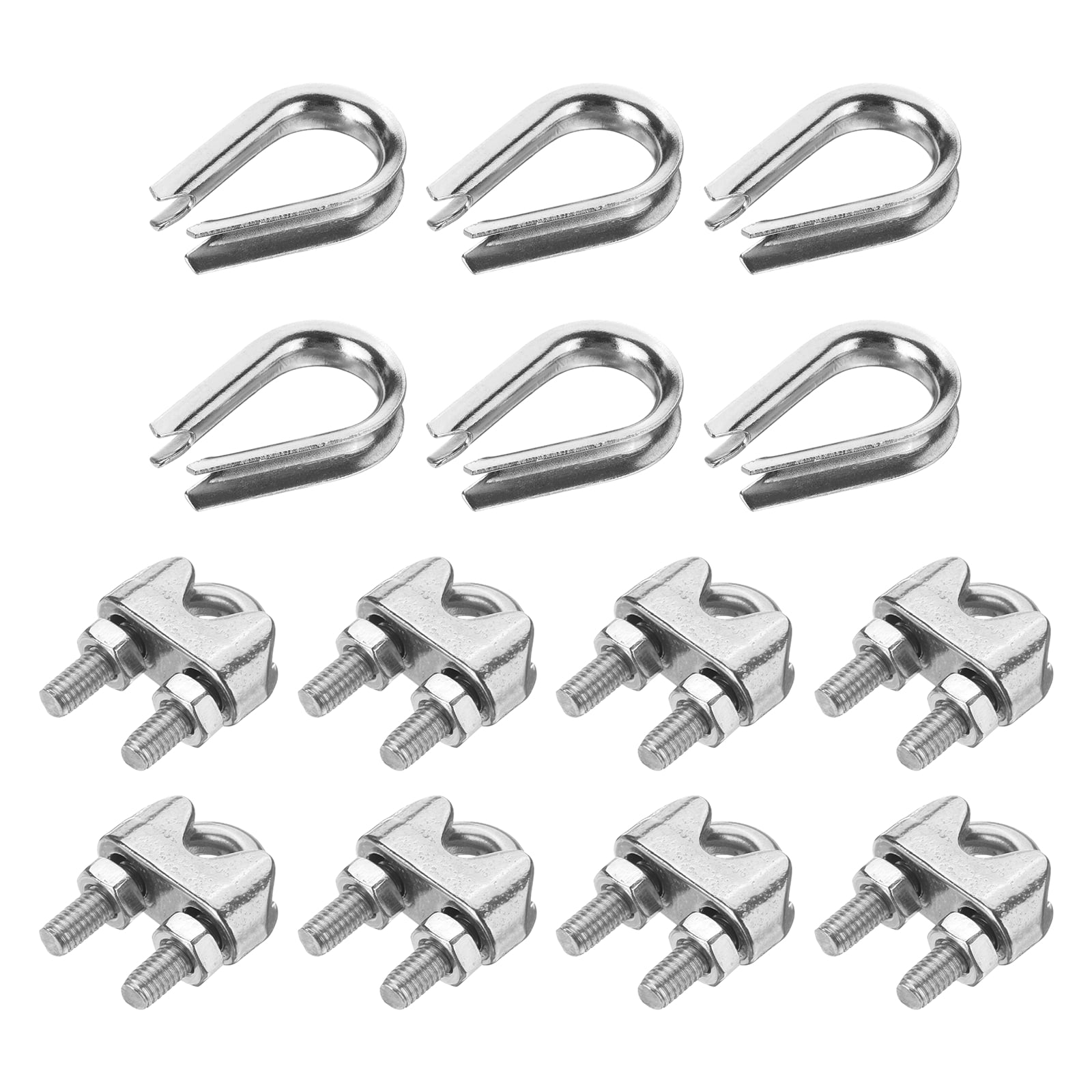 Uxcell 14Pcs M4(4mm) Wire Rope Cable Clamp Thimble and Crimping Loop ...