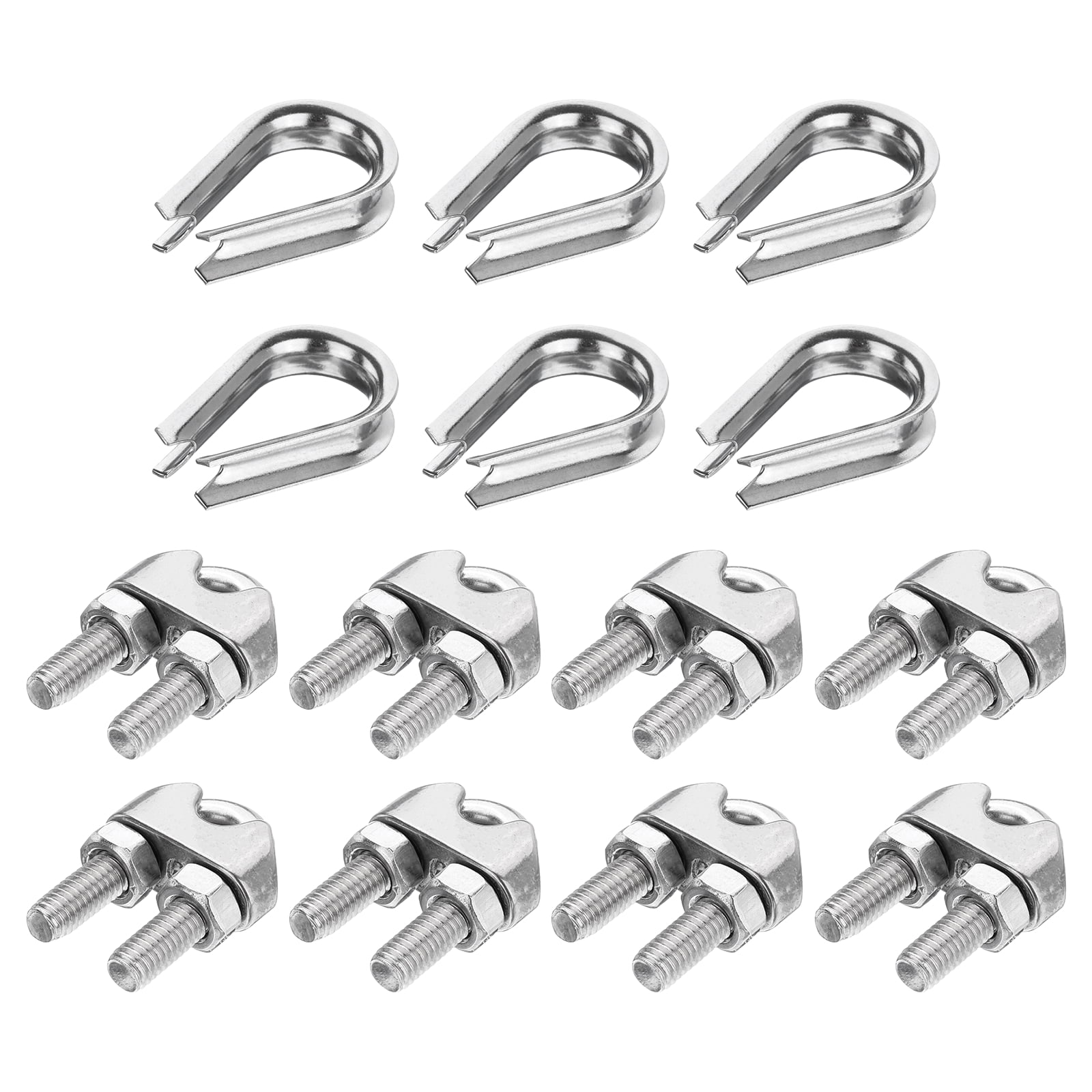 Uxcell 14Pcs M6(6mm) Wire Rope Cable Clamp Thimble and Crimping Loop ...