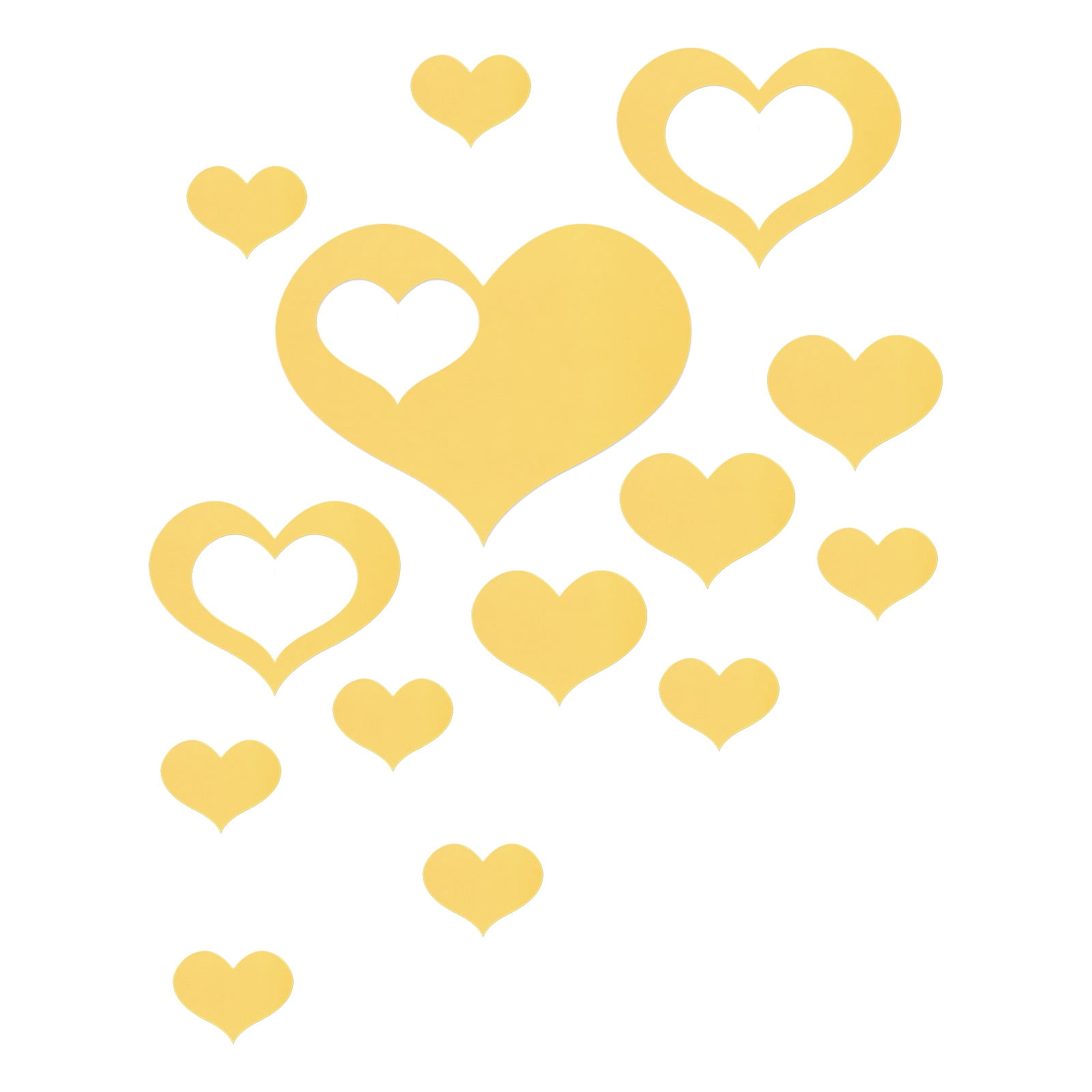 Uxcell 14Pcs in 1Set Acrylic Self Adhesive Heart Mirror Wall Sticker ...