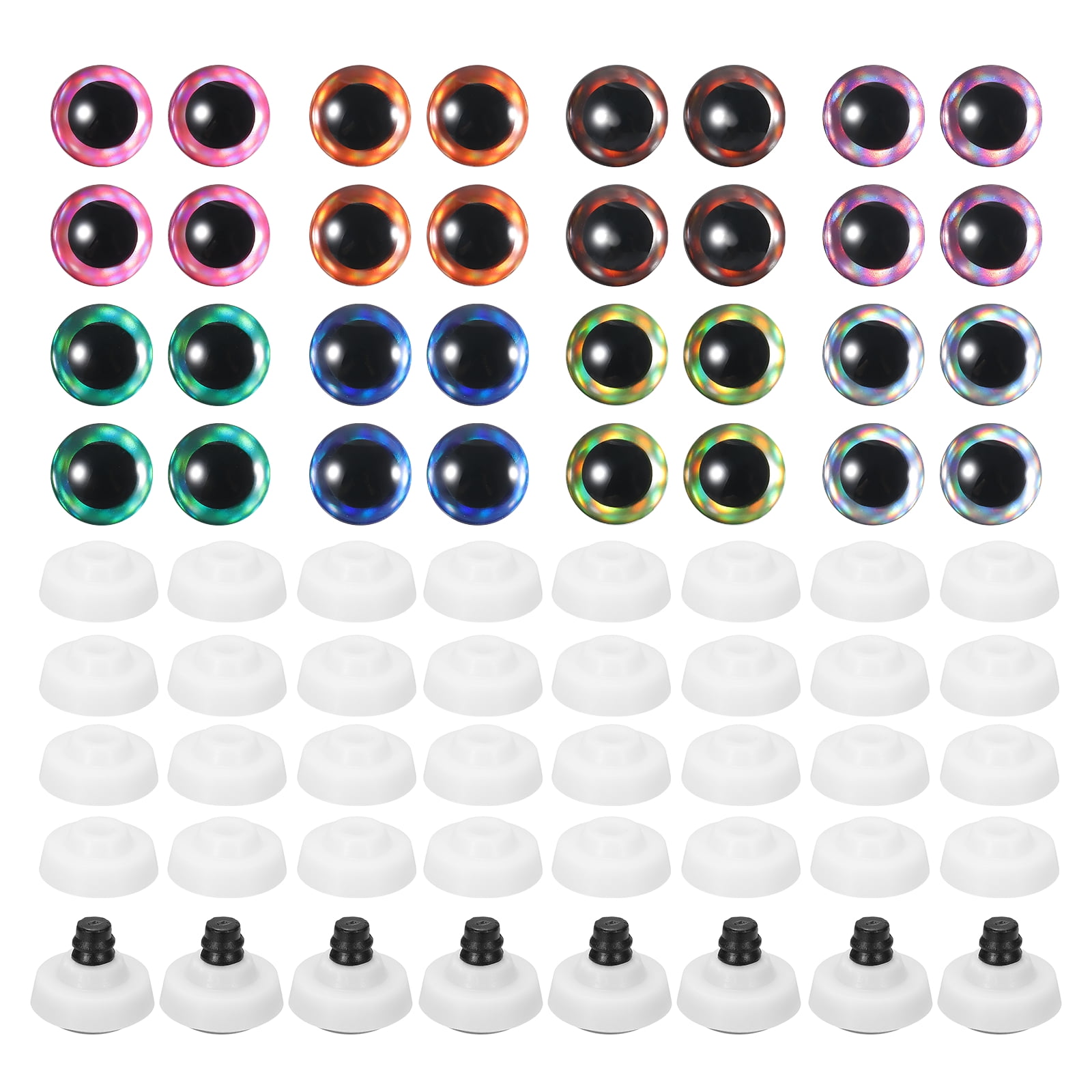 Uxcell 14mm Flash Safety Eyes, 64 Pcs Doll Eyes Realistic Colorful ...