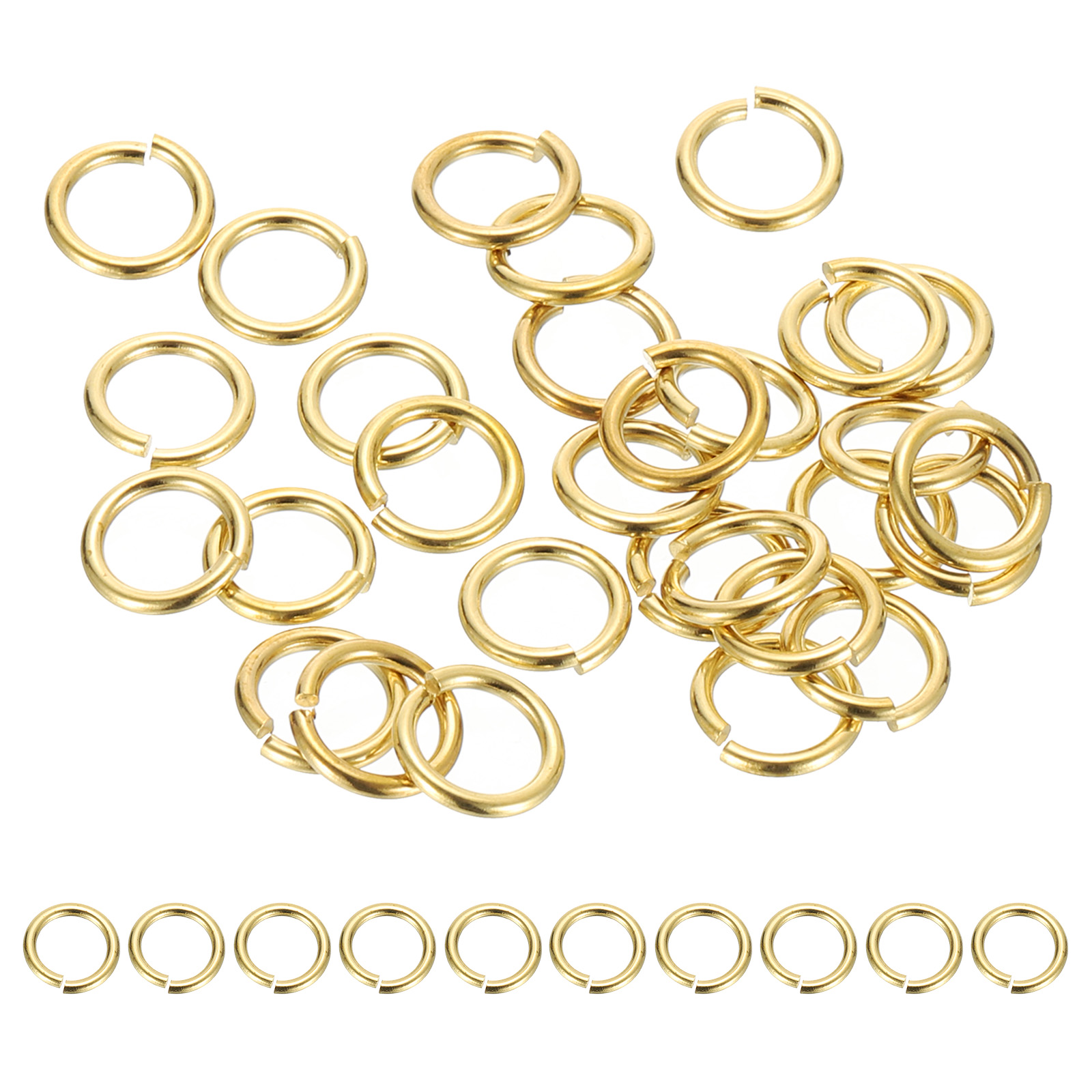 Uxcell 14mm OD x 2mm Wire OD Open Jump Rings, 30 Pcs Solid Copper Ring ...