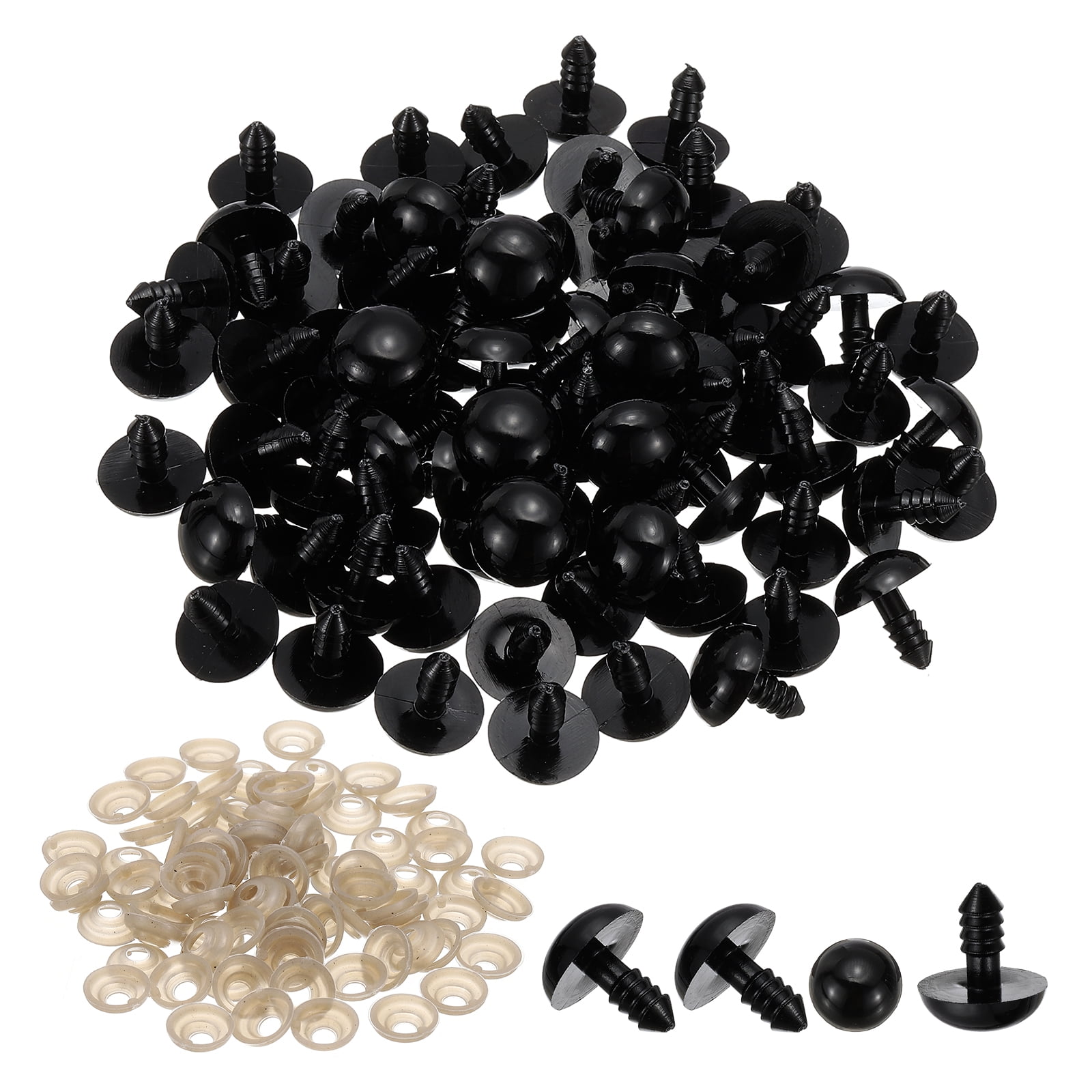 Uxcell Safety Eyes, Plastic Craft Eyes with Washers for Dolls Black ...