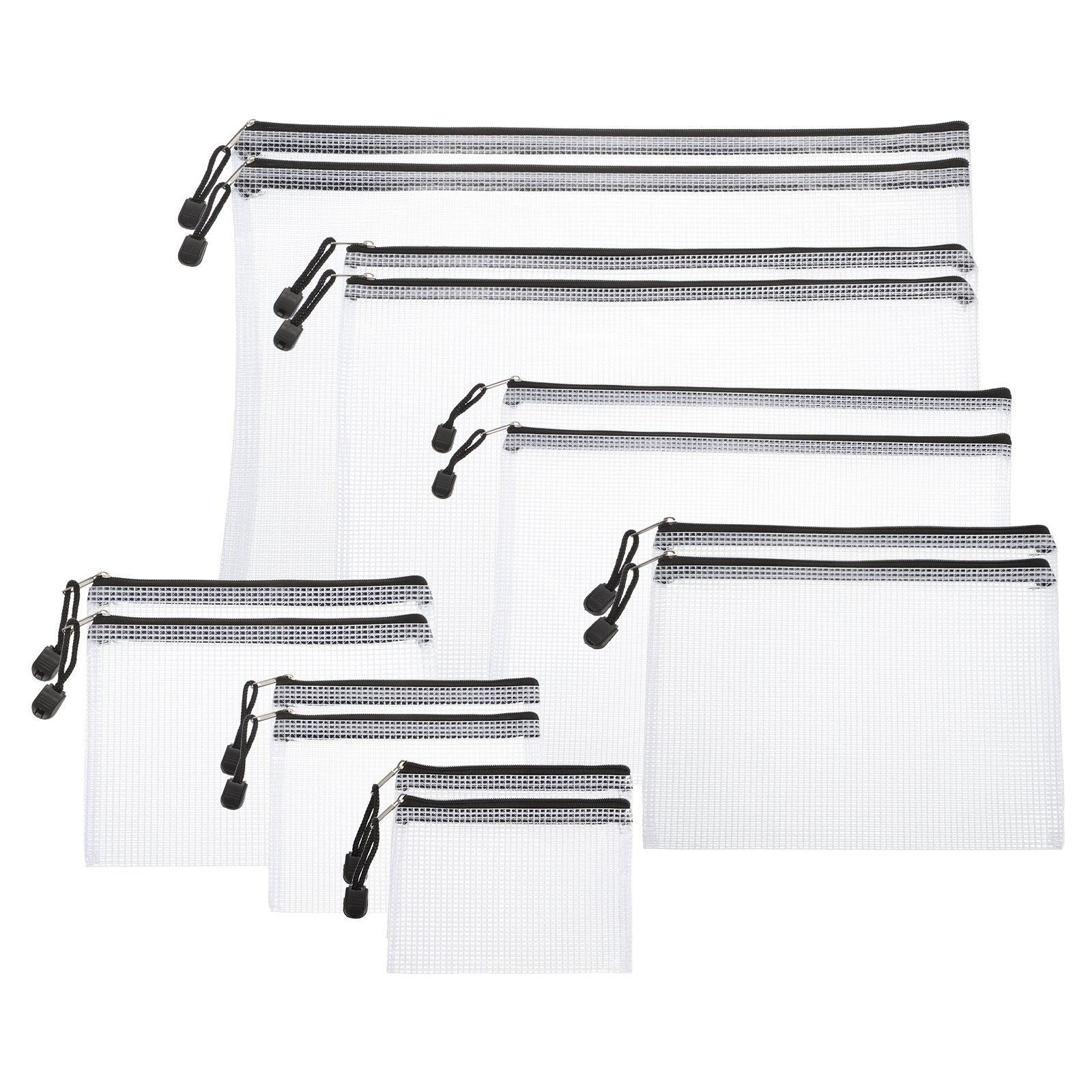 Uxcell 14pcs Mesh Zipper Pouch Bags A3 A4 A5 A6 B4 B6 B8 Plastic ...
