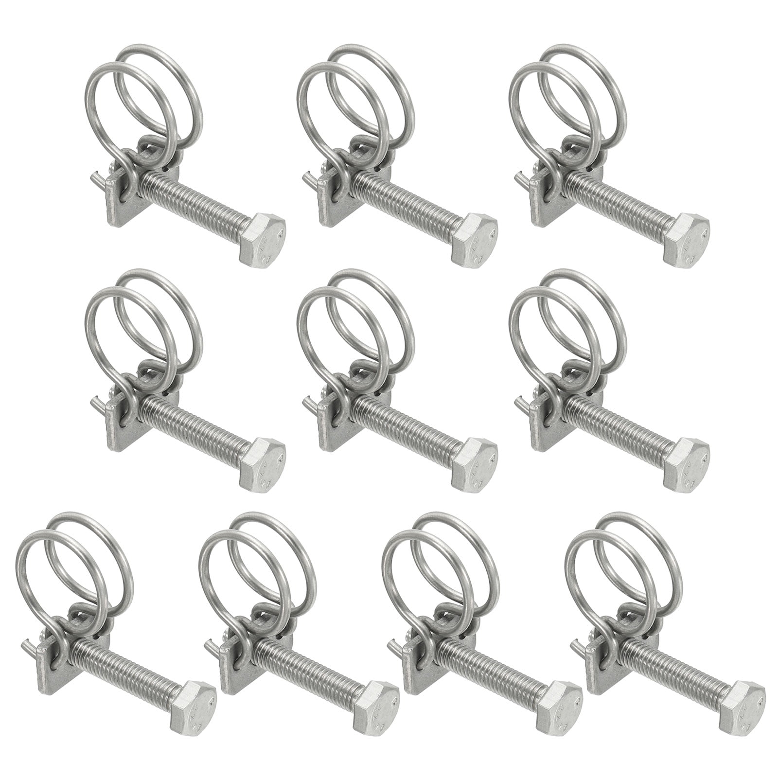 Uxcell 15-18mm Adjustable Double Wire Hose Clamp, 304 Stainless Steel ...