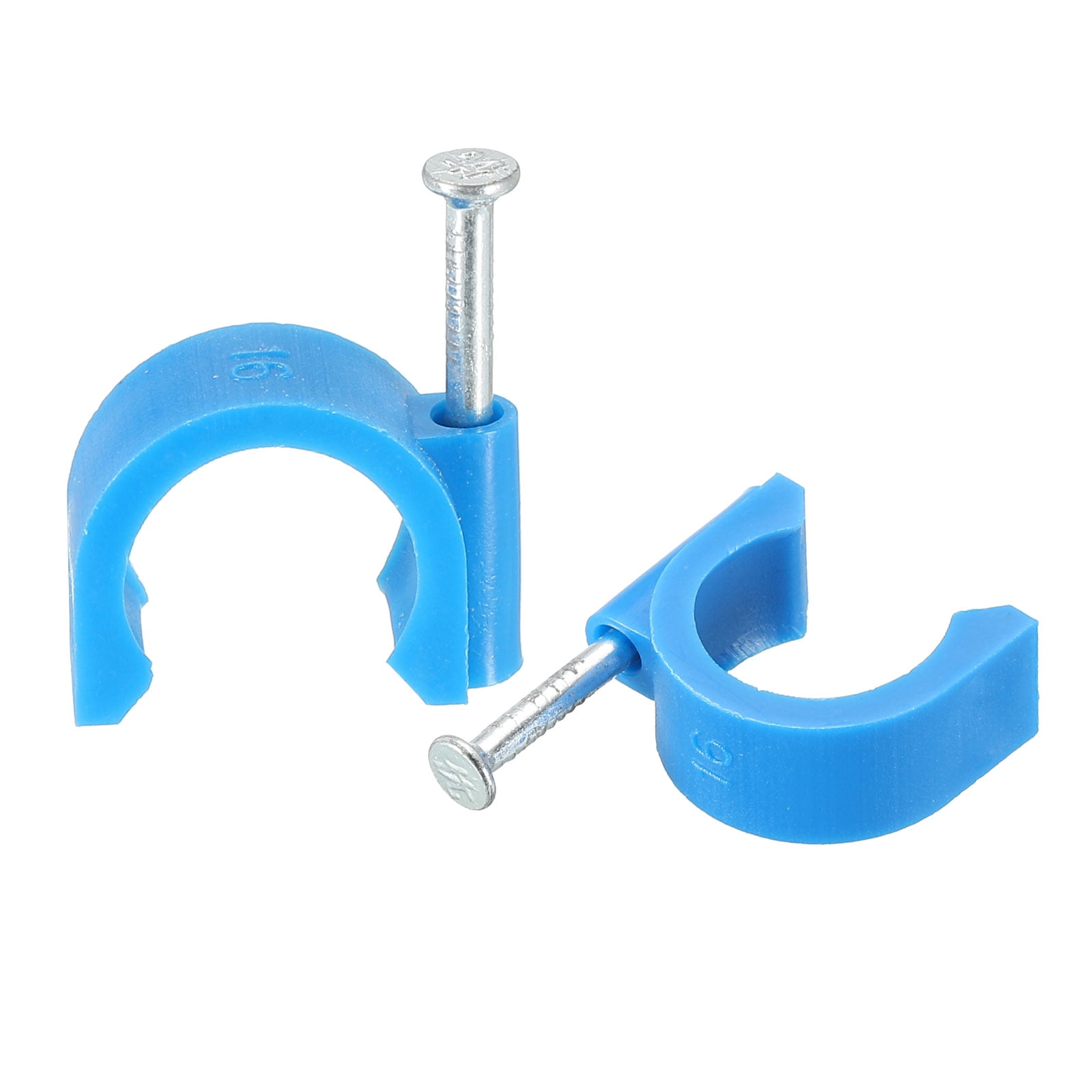 Uxcell 15.7mm Dia PE Blue Round Cable Clips with Steel Nail 24 Pack ...