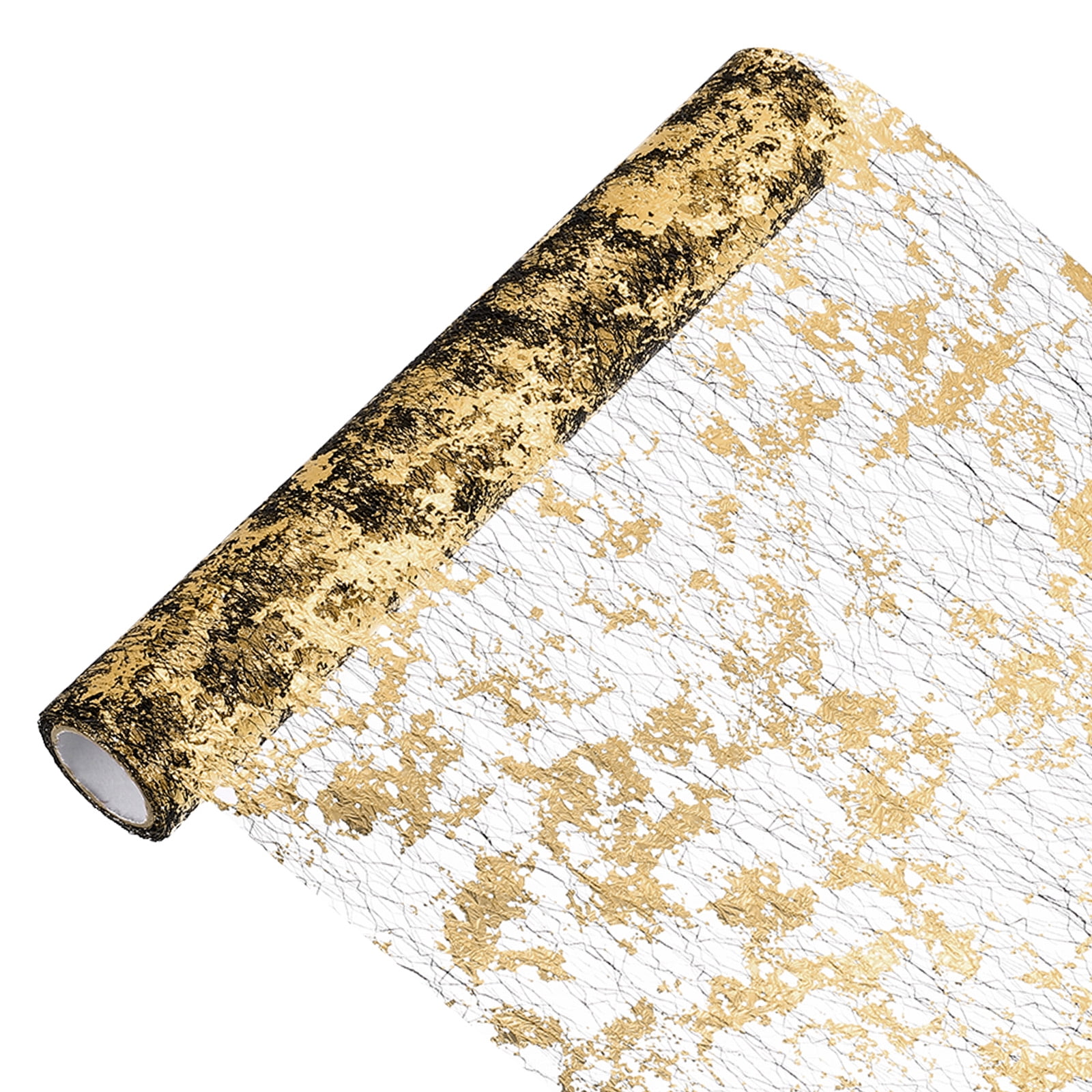 Uxcell Table Runner Sequin Foil Thin Mesh Metallic Table Runner Black ...