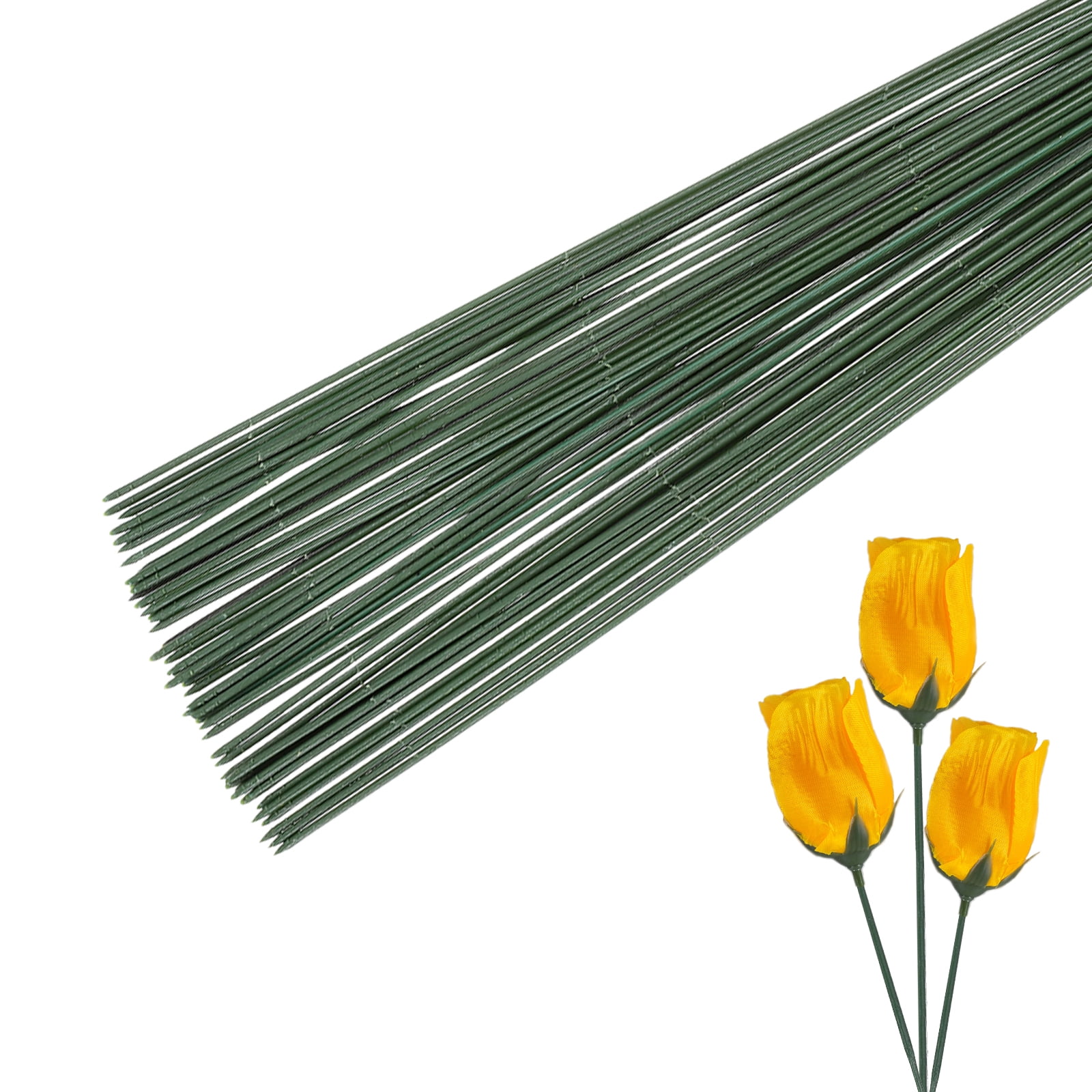 Uxcell 15 Inch Floral Stem Wire, Plastic Floral Wire Artificial Flower ...