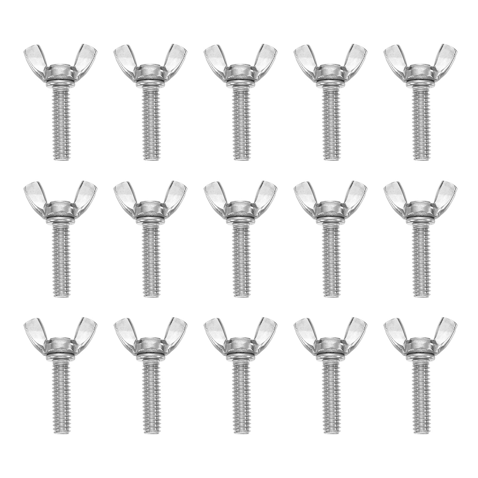 Uxcell 15 Pack 1/4-20" x 1" Wing Butterfly Screw Bolts, 304 Stainless ...