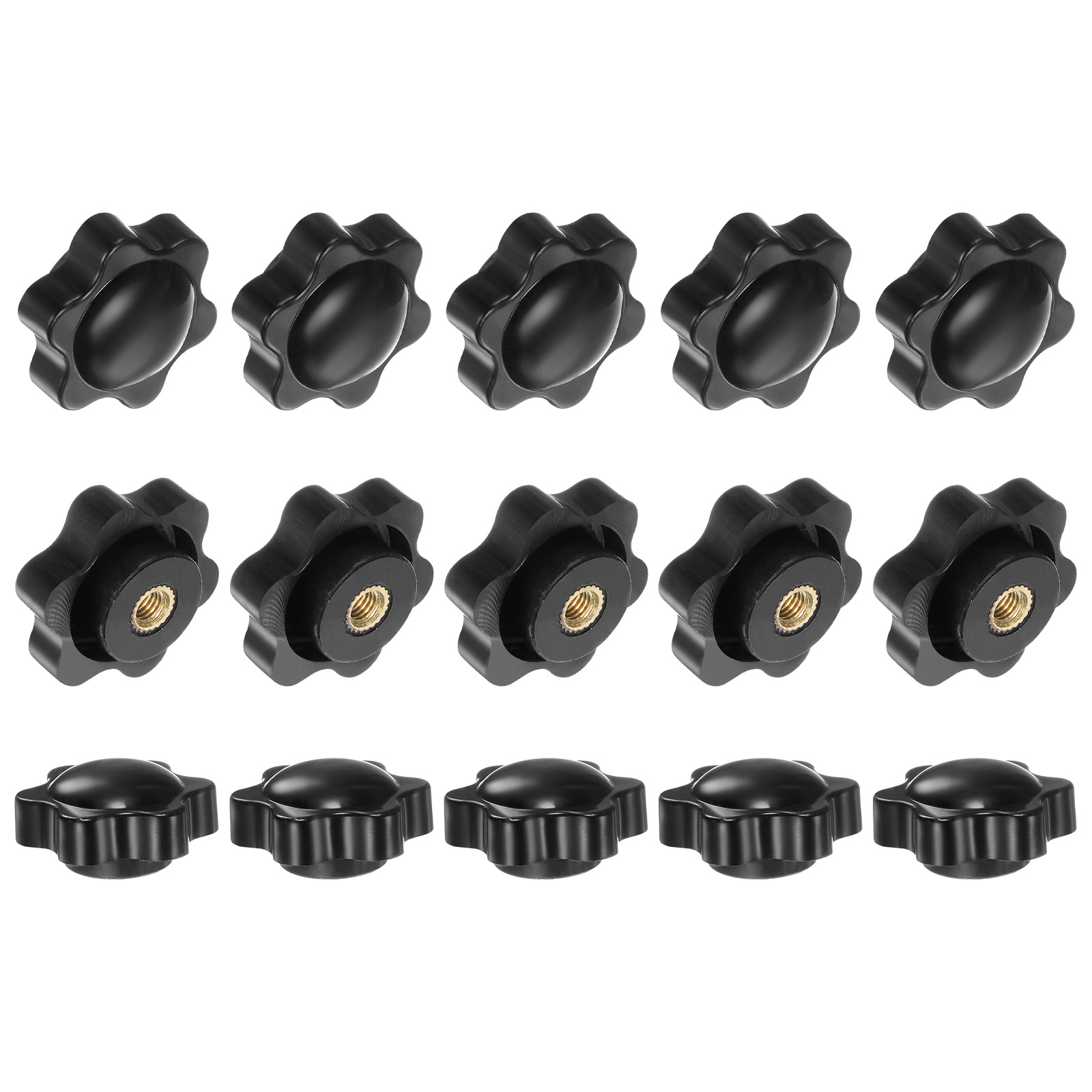 Uxcell 15-Pack 6 Star Knobs, M4 Female Thread 25mm Hexagon Head Blind ...