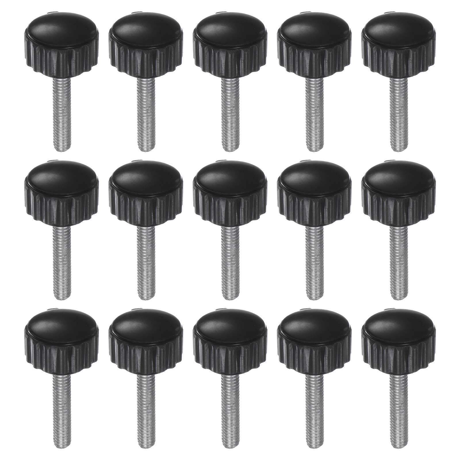 Uxcell 15 Pack M4 x 20mm Male Thread 16mm Knurled Grip Clamping Knobs Handle Thumb Screw Black ...