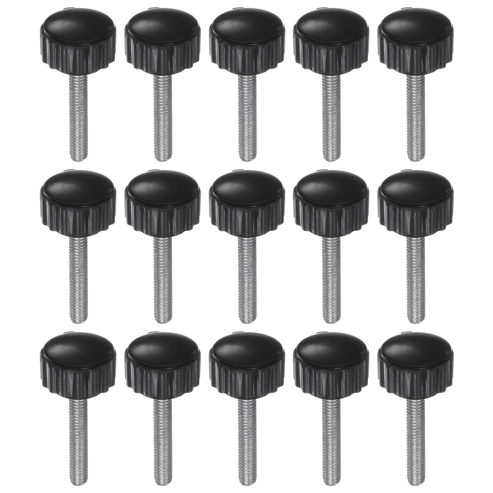 Uxcell 15 Pack M4 x 25mm Male Thread 16mm Knurled Grip Clamping Knobs Handle Thumb Screw Black ...