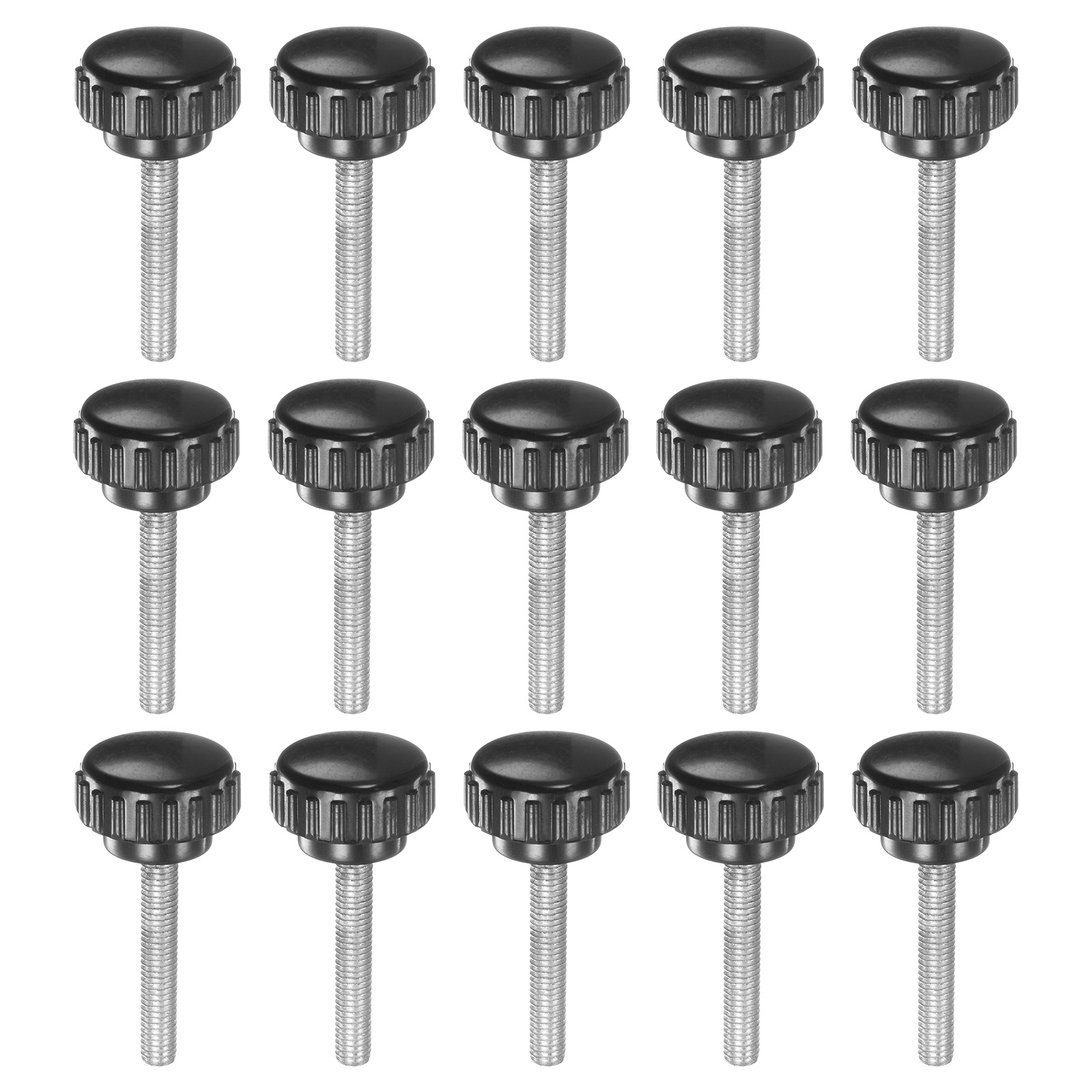 Uxcell 15 Pack M5 x 30mm Male Thread 20mm Knurled Grip Clamping Knobs Handle Thumb Screw Black ...