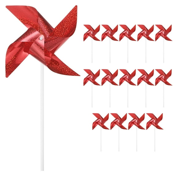 Uxcell 15-Pack Wind Spinner Sparkly Lawn Pinwheels, 9 Inch Plastic ...