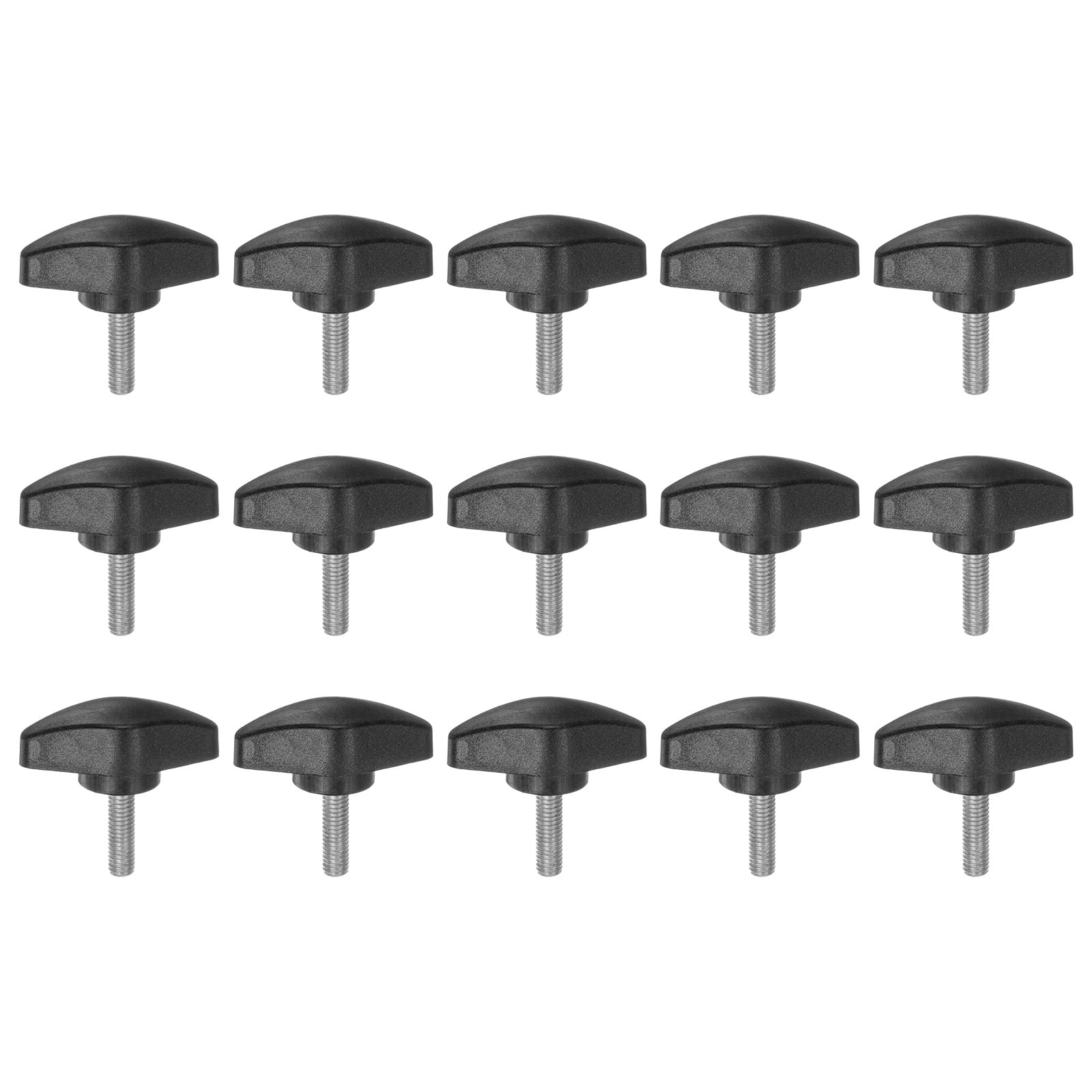 Uxcell 15 Packs M5 x 16mm Male Thread Tee Wing Knobs Thumb Screw Clamping Knobs Grip Black ...