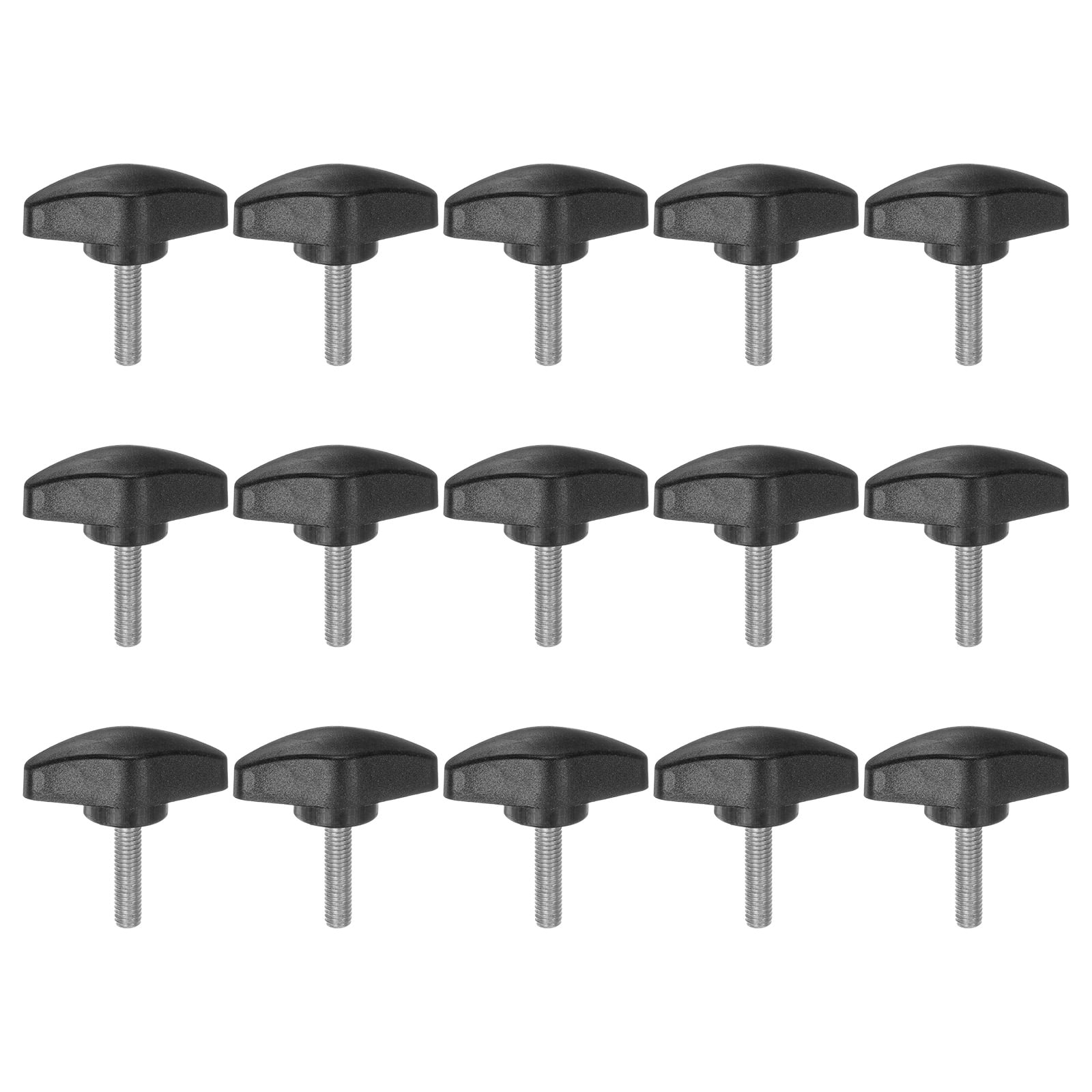 Uxcell 15 Packs M5 x 20mm Male Thread Tee Wing Knobs Thumb Screw Clamping Knobs Grip Black ...