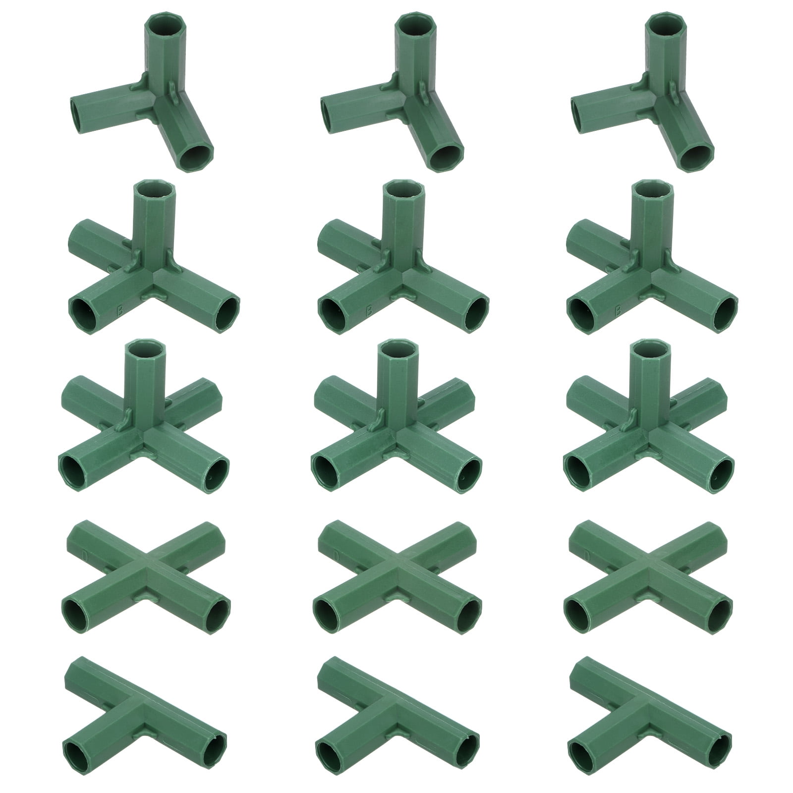Uxcell 15 Pcs 16mm Greenhouse Frame Building Connectors, 5 Types Pipe ...