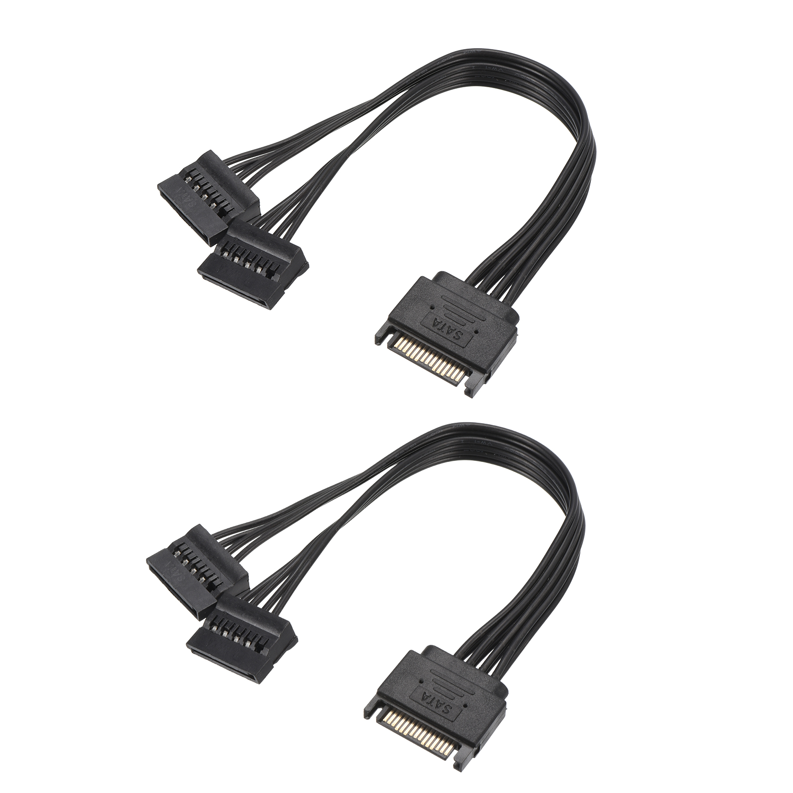 Uxcell 15 Pin Serial ATA Power Cable 1 to 2 Serial Interface Power Extension Cable Male to ...