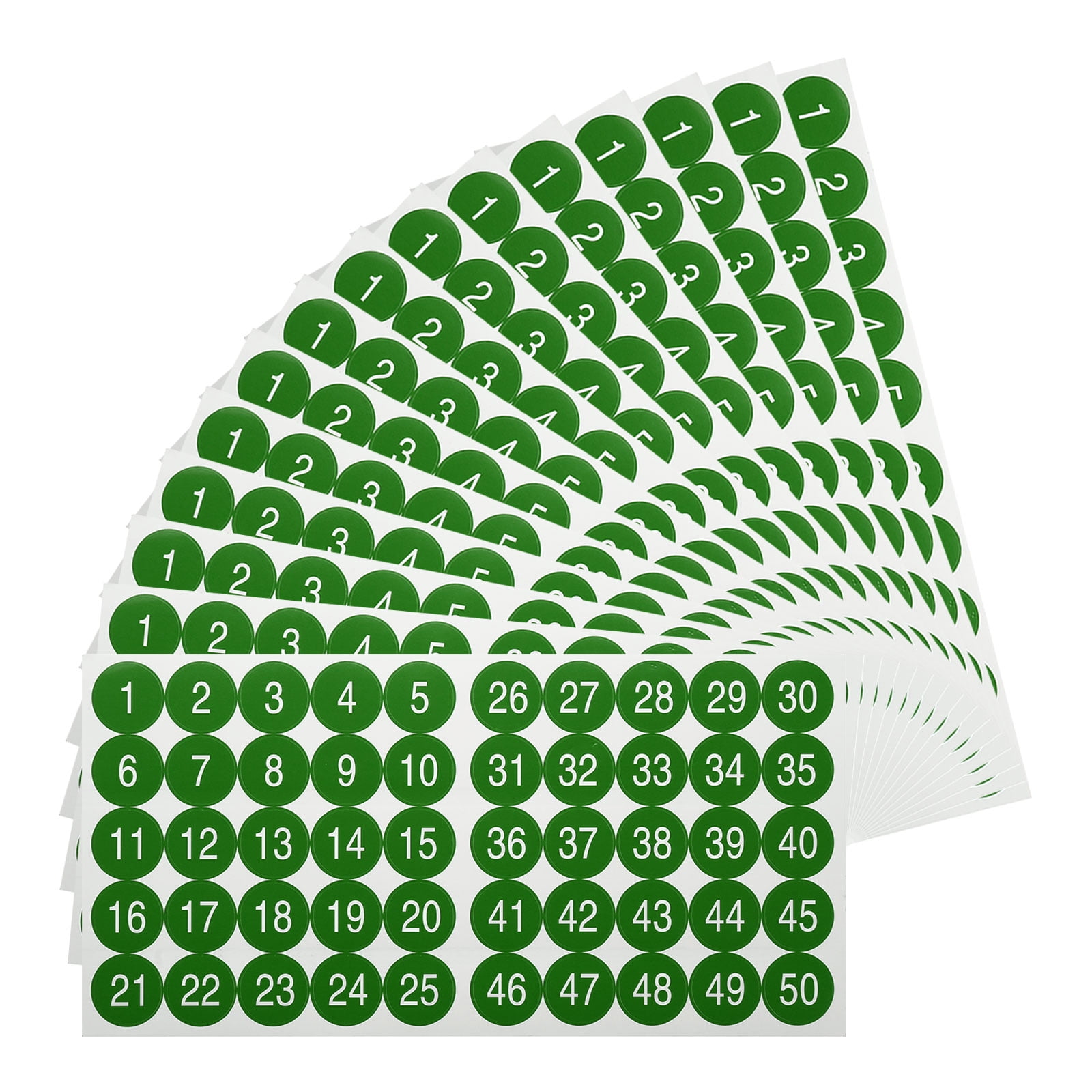 Uxcell 15 Sheets Round Number Stickers, 1-50 Consecutive Number Label ...