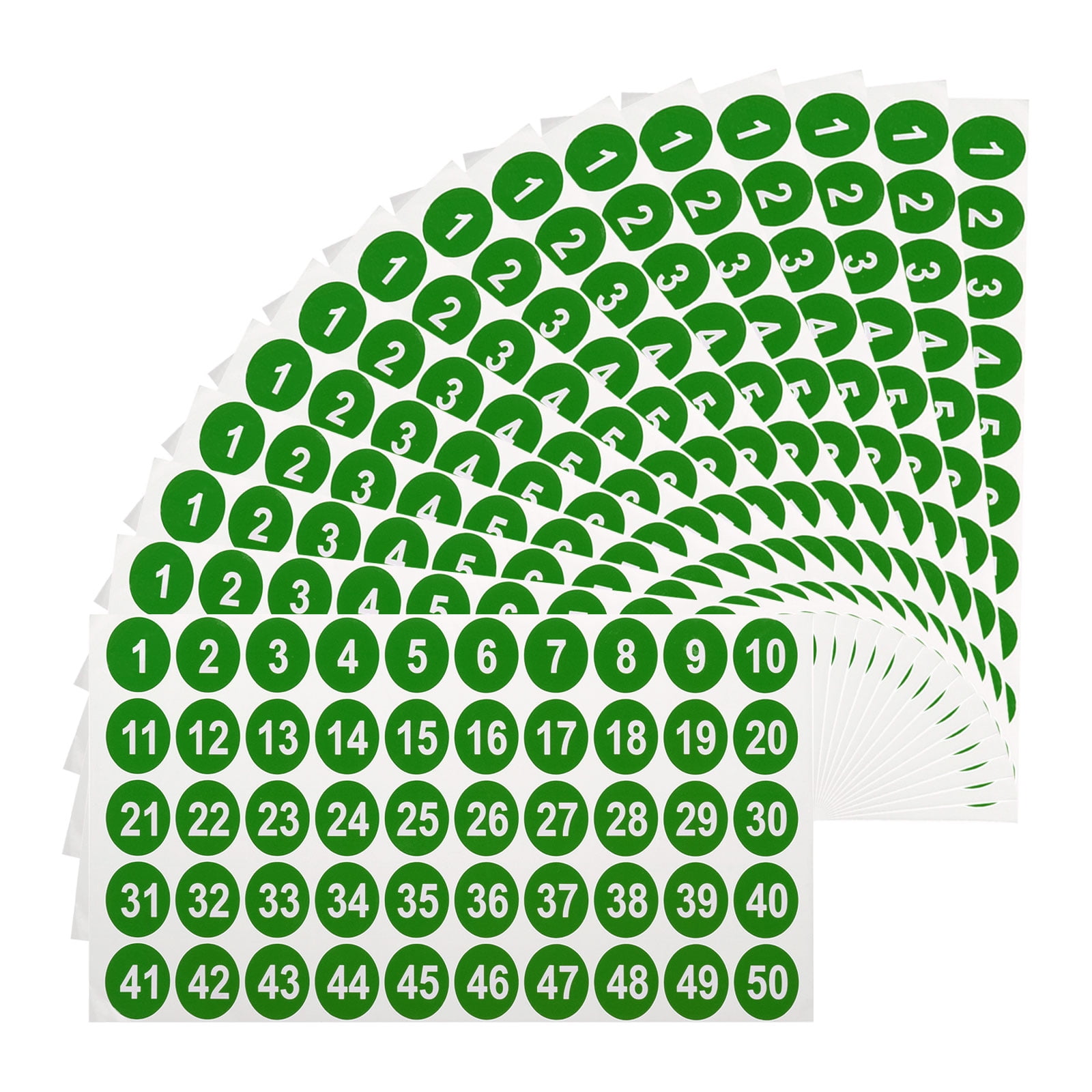 Uxcell 15 Sheets Round Number Stickers, 1-50 Consecutive Number Labels ...